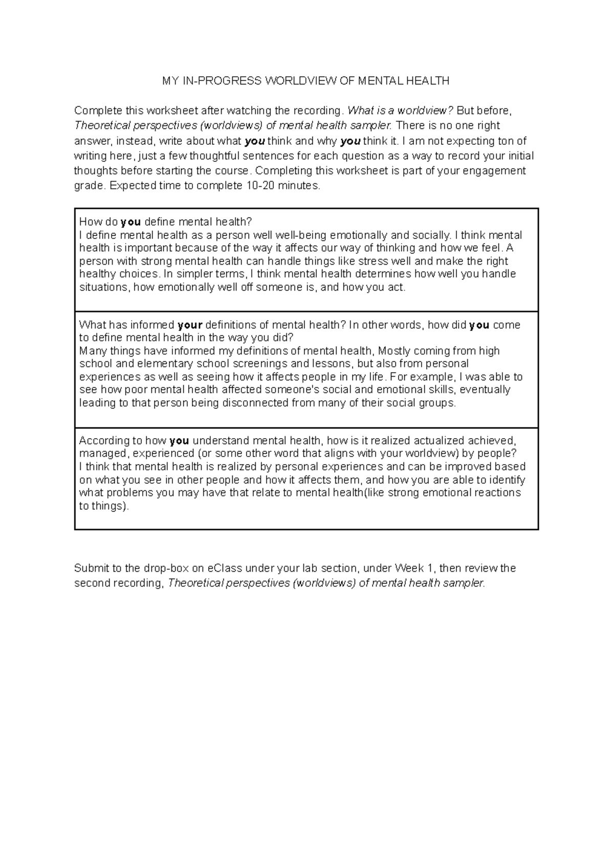 My In-Progress Worldview of Mental Health by Bradley Oh - MY IN ...