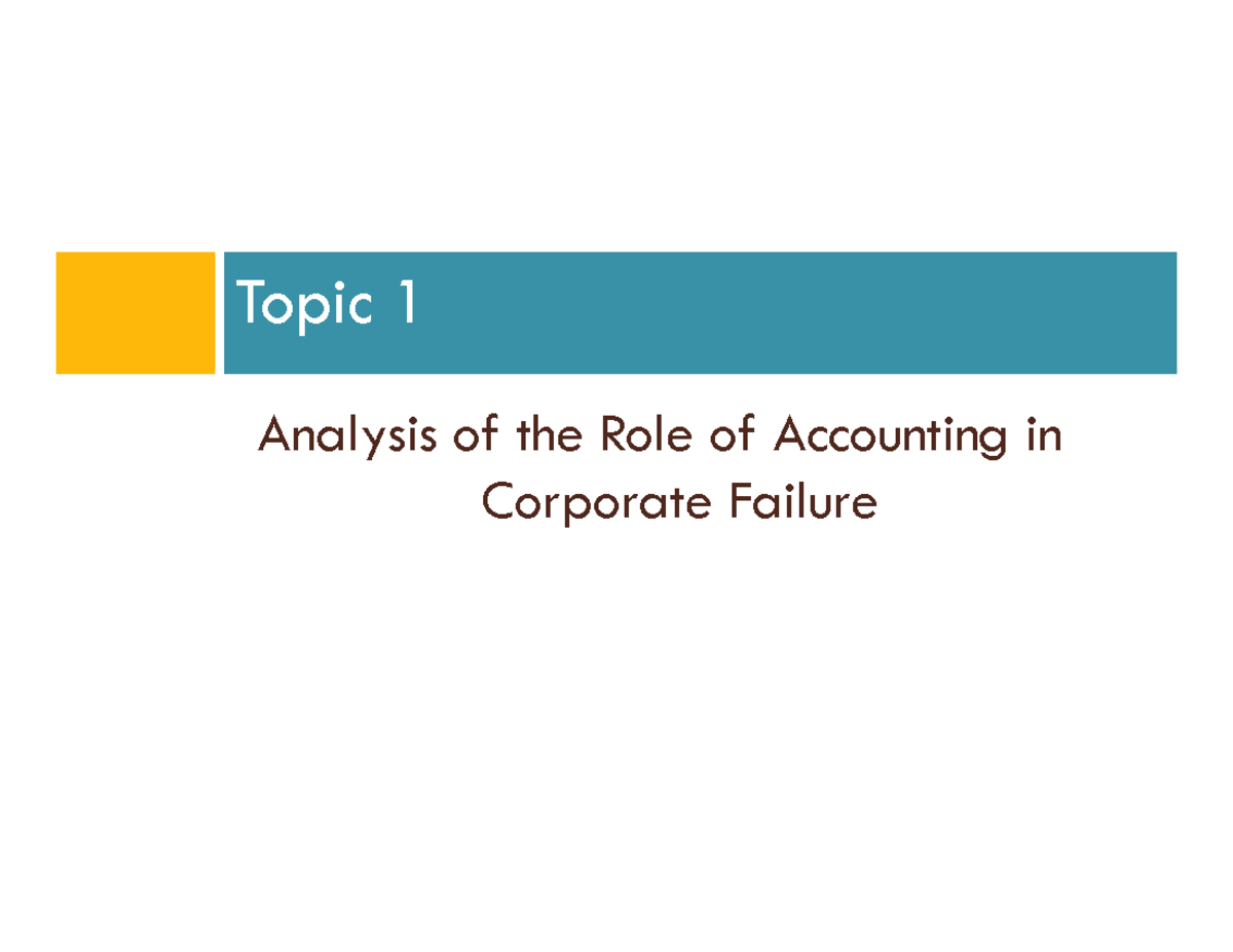 Topic Topic 1 Topic Topic 1 - Analysis of the Role of Accounting in ...