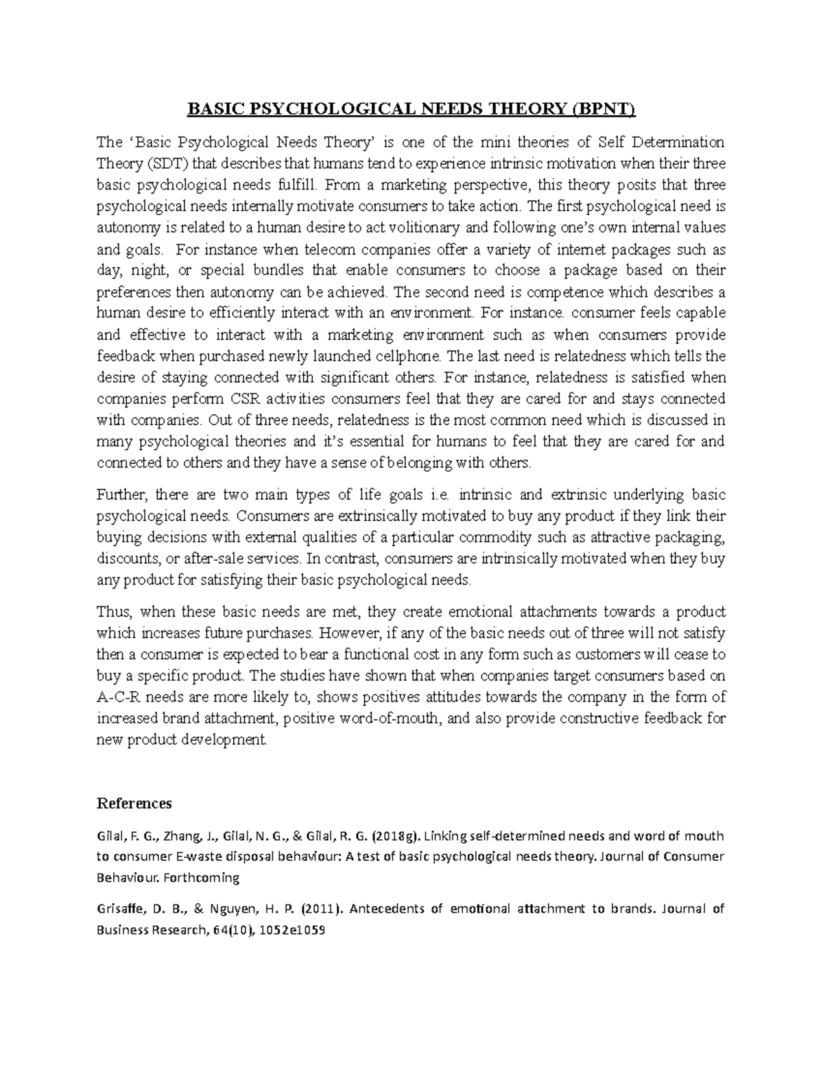 Basic Psychological Need Theory (Minza) - BASIC PSYCHOLOGICAL NEEDS ...