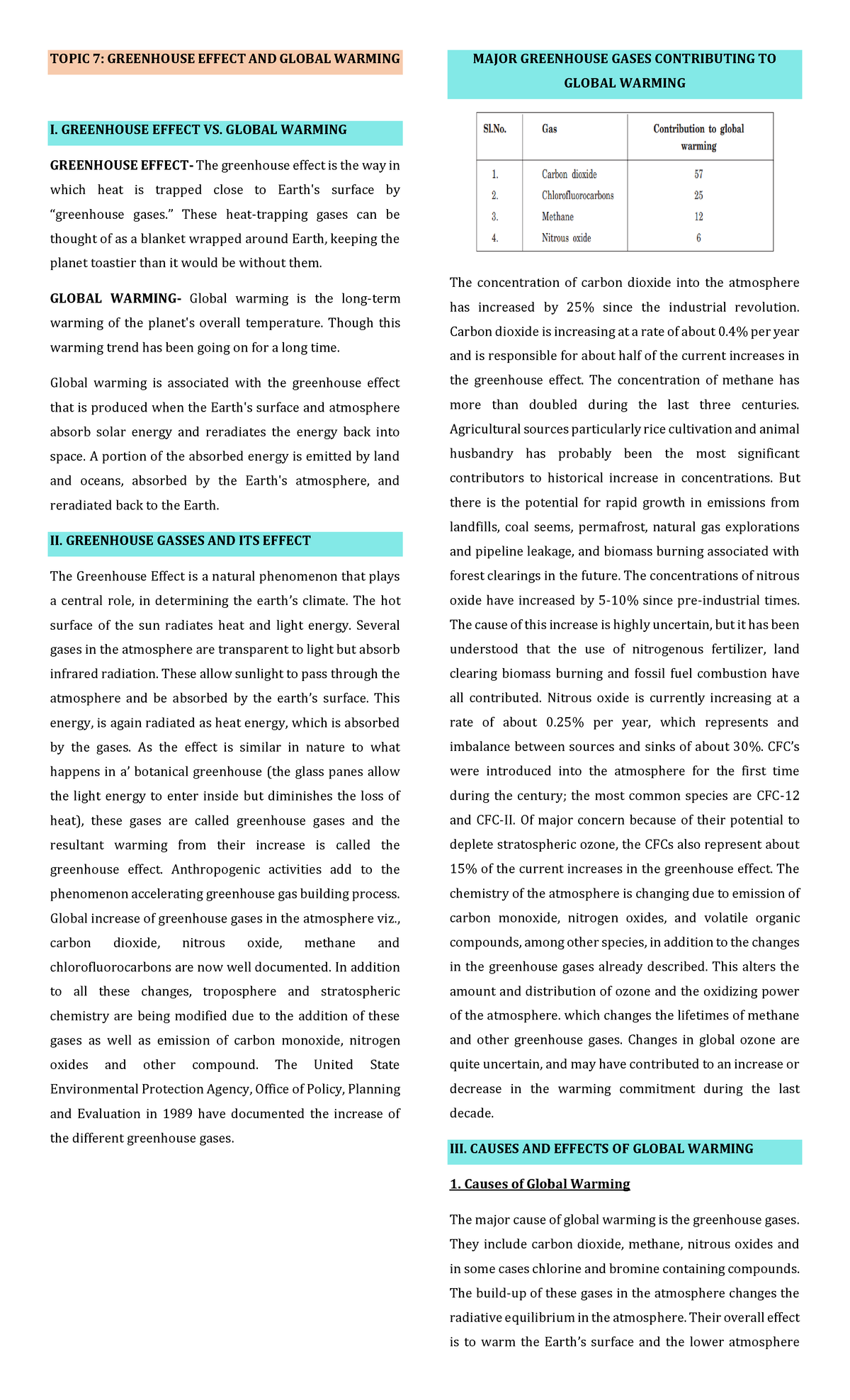 (WEEK 2) - practice material - TOPIC 7: GREENHOUSE EFFECT AND GLOBAL ...