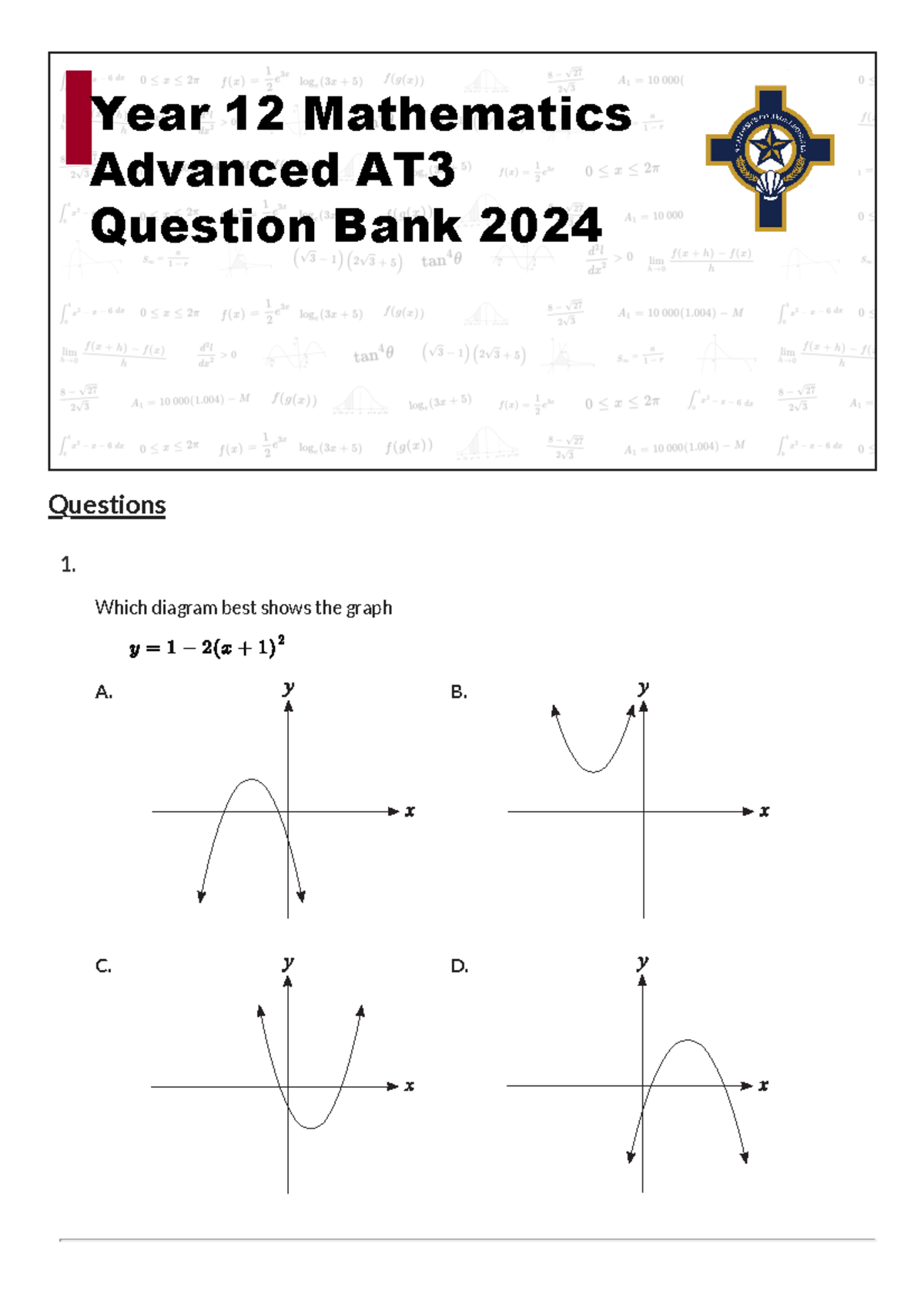 Questions for optomisation, graphing transformations and trigonometric ...