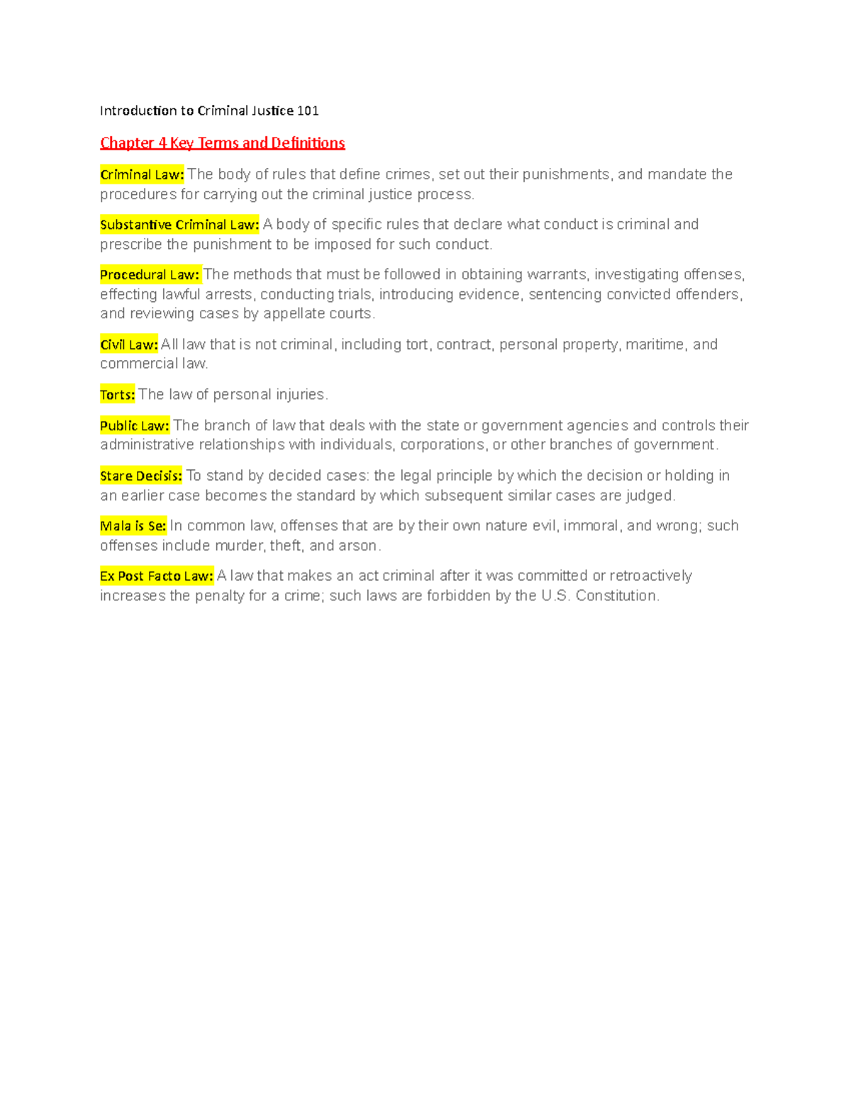 CJ Vocab Ch. 4 - roth - Introduction to Criminal Justice 101 Chapter 4 ...