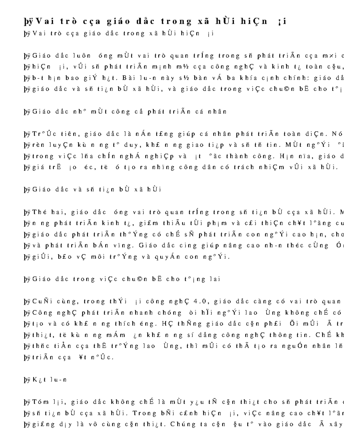 Vai tro cua giao duc trong xa hoi hien dai - þÿVai trò c ça giáo d åc ...