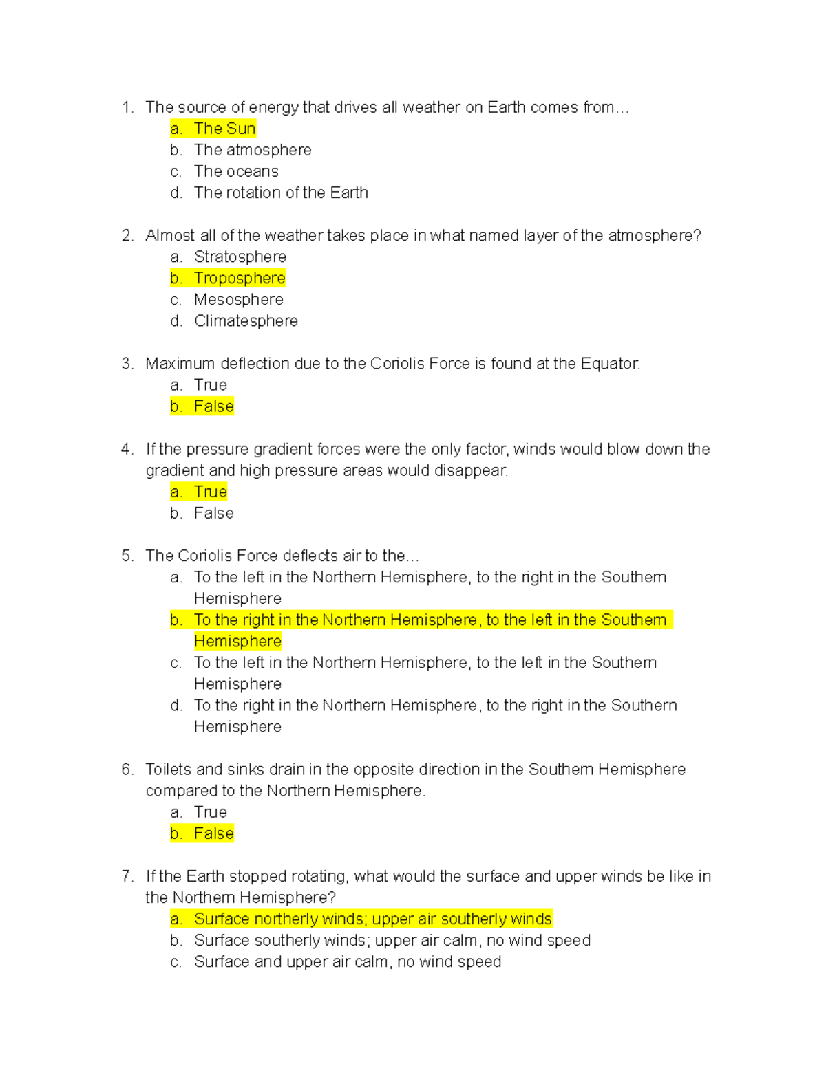 Lecture Study Guide The Atmosphere Pt. 2 - The source of energy that ...