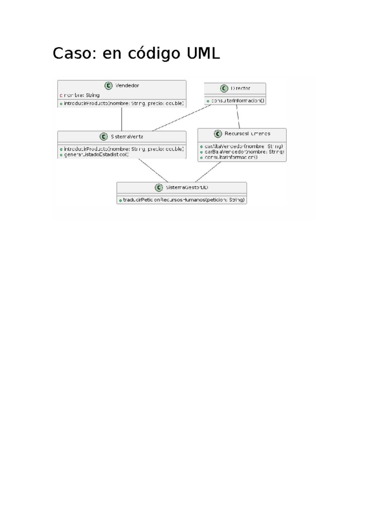 Uml - uml - Electronica y electricidad - Caso: en código UML - Studocu