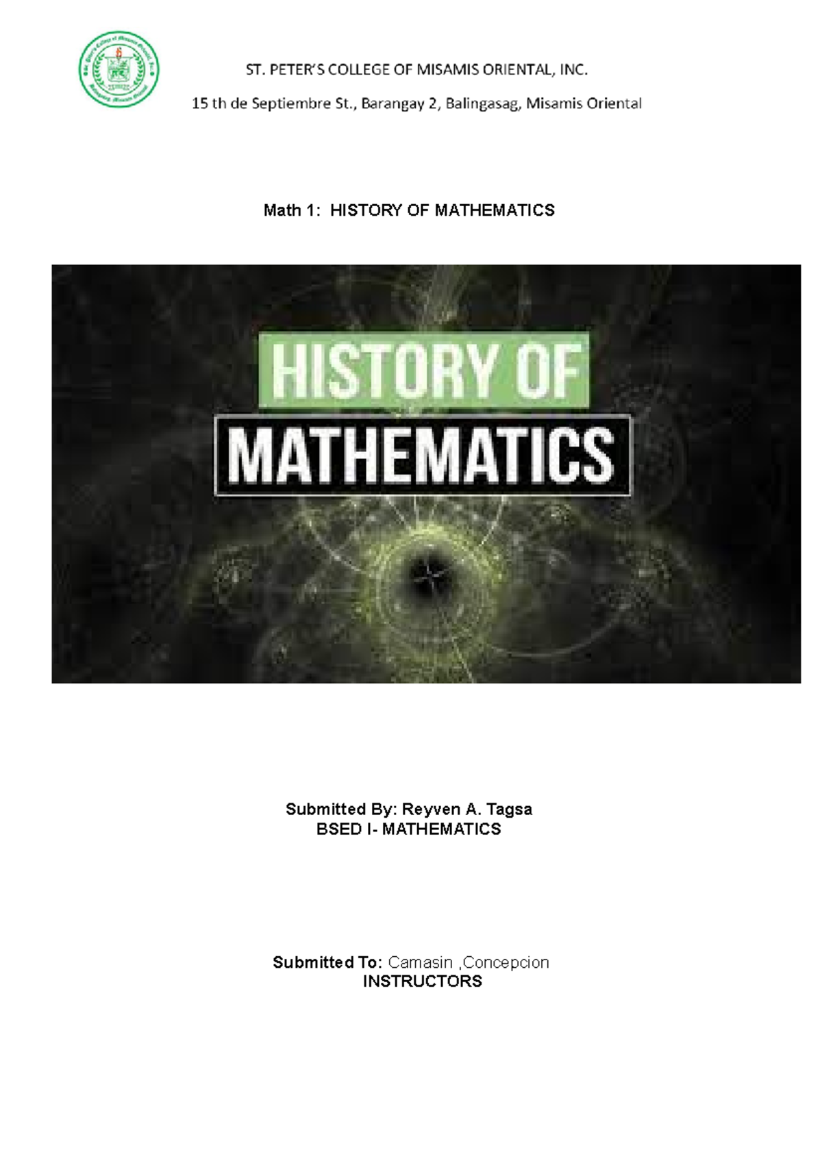 MATH Assigment Research - Math 1: HISTORY OF MATHEMATICS Submitted By ...