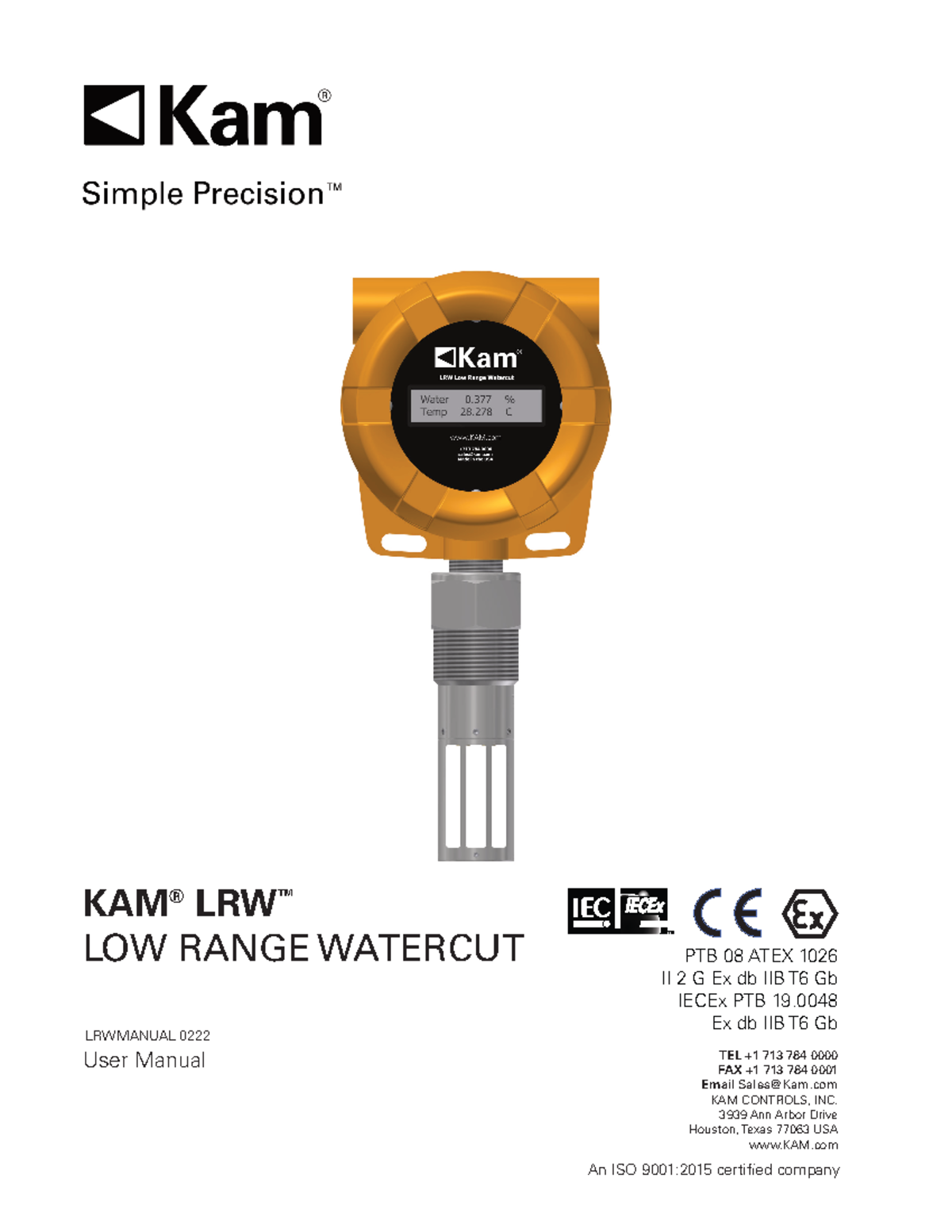 KAM LRW Manual 0222 - Water cut meter instrument - KAM ® LRW ™ LOW ...