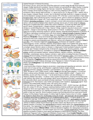 FBBC Cheatsheet 3 - Module 3 summary - Sensory Coding: Location ...