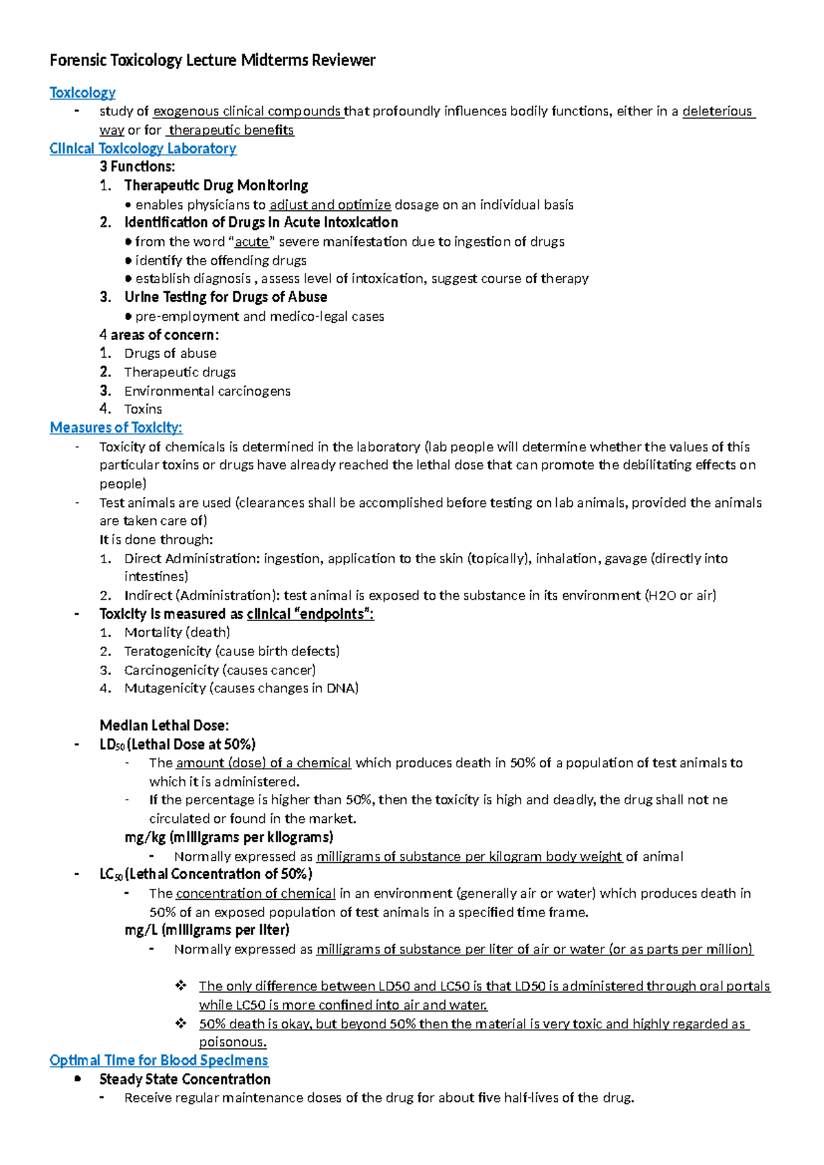 Forensic Toxicology Lecture Midterms Reviewer - Forensic Toxicology ...