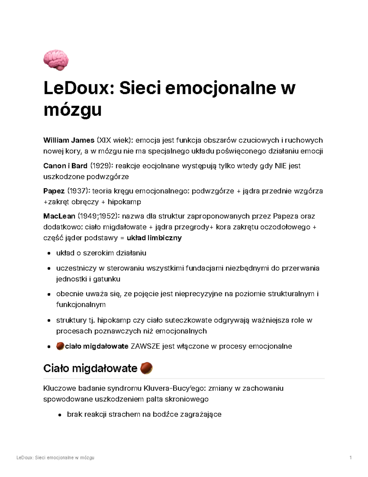 Le Doux: Sieci emocjonalne w mózgu - 🧠 LeDoux: Sieci emocjonalne w ...