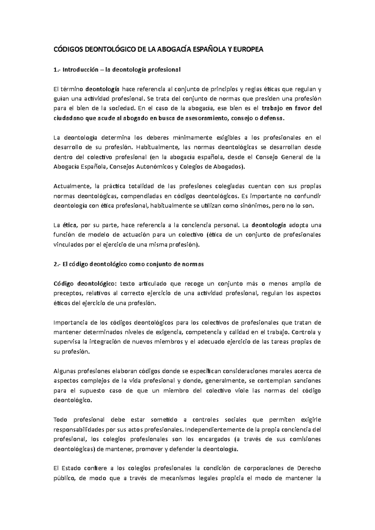 CÓdigos DeontolÓgico DE LA AbogacÍa EspaÑola Y Europea - CÓDIGOS ...
