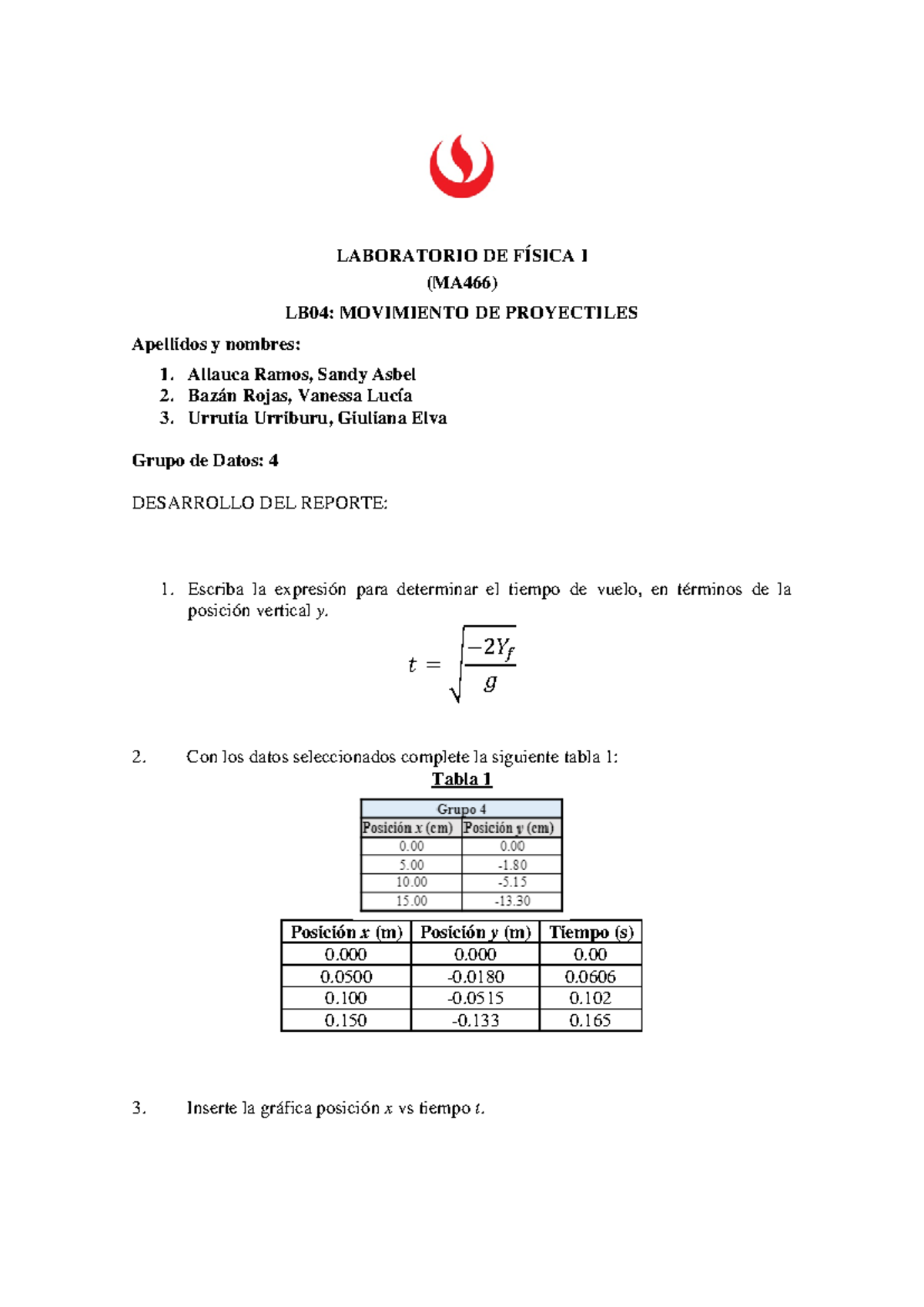 IG35 MA466 L4 Grupo 4 - reporte de lab asincrónico - LABORATORIO DE FÍSICA I (MA466) LB04: - Studocu