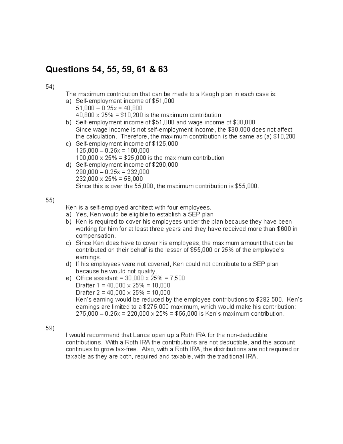 Unit 8 Assignment 1 - Questions 54, 55, 59, 61 & 63 54) The maximum ...