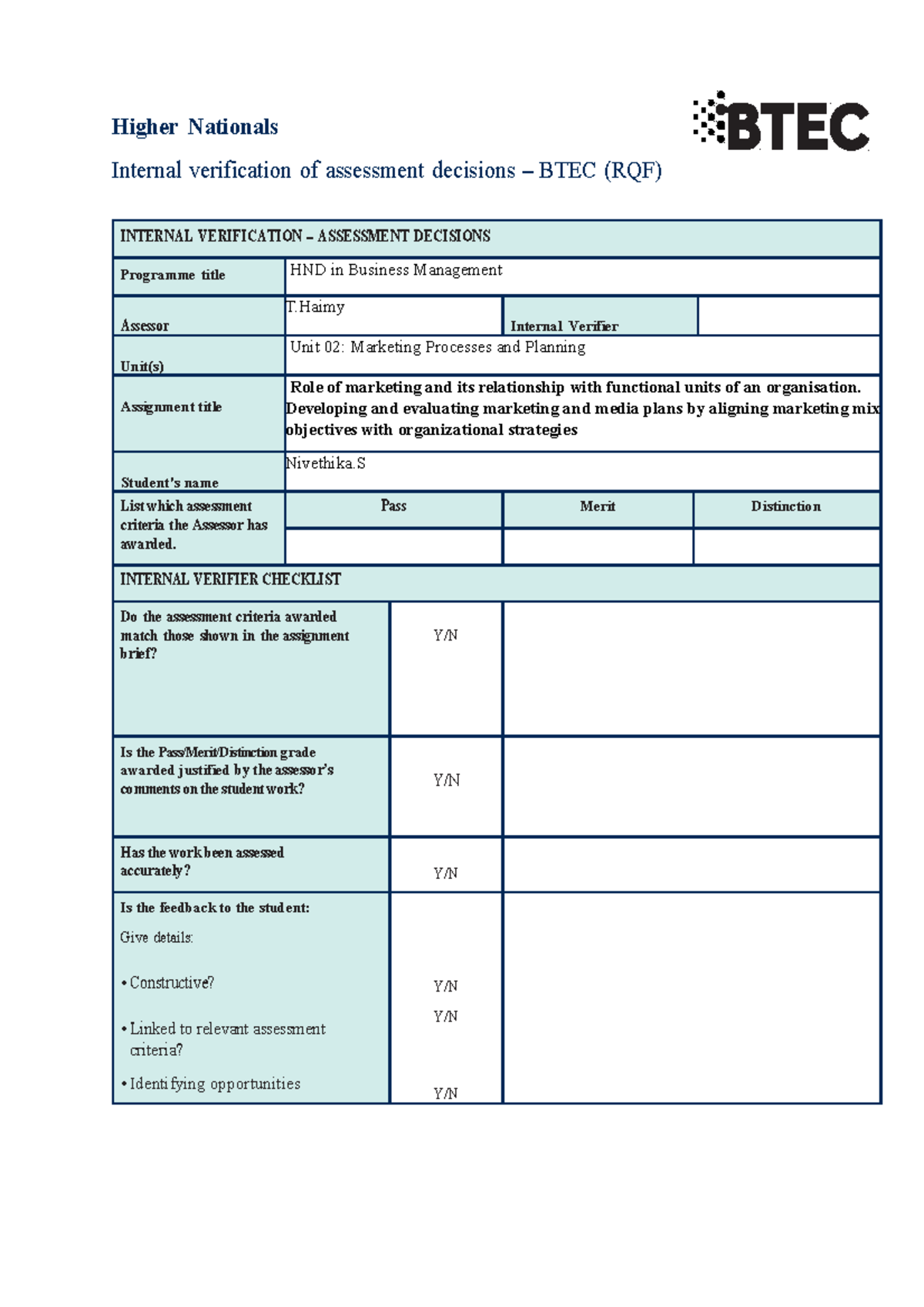 Marketing report writing 01 final 1 - Higher Nationals Internal ...