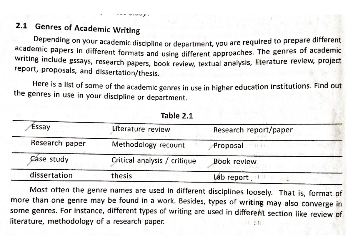 Assignment 2 - Genres of academic writing. Academic writing generally ...
