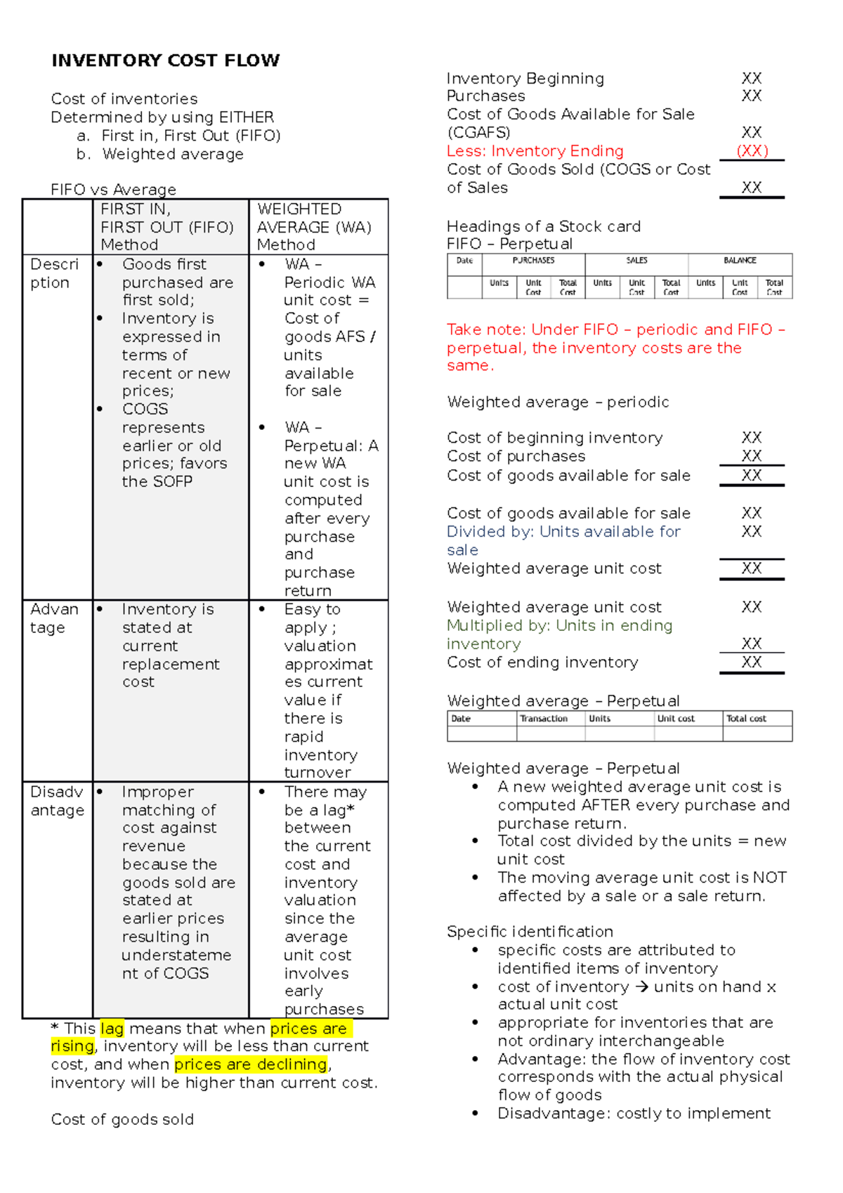 2 Inventory COST FLOW Intermediate Accounting Reviewer - INVENTORY COST ...
