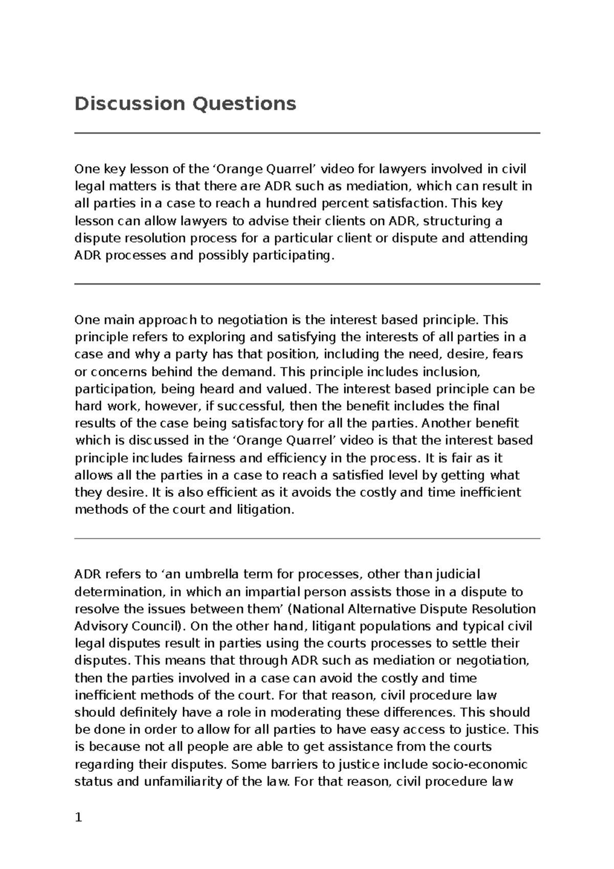 Tutorial 3 Discussion Questions - Discussion Questions One key lesson ...