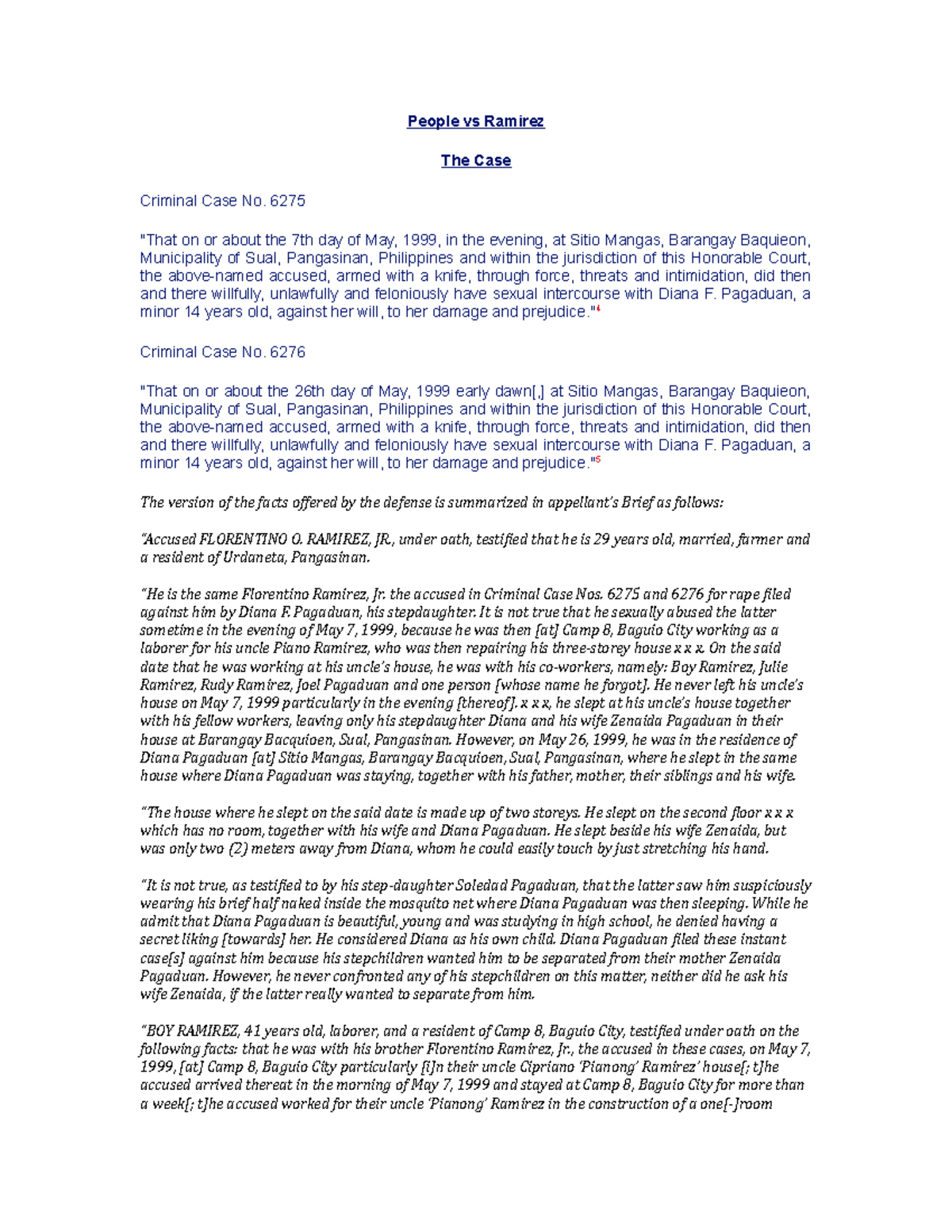 Criminal Law 1 Case Digest - People vs Ramirez The Case Criminal Case ...