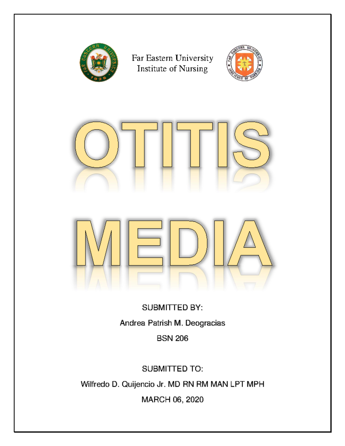 Acute Otitis Media Written Report - Far Eastern University Institute of ...