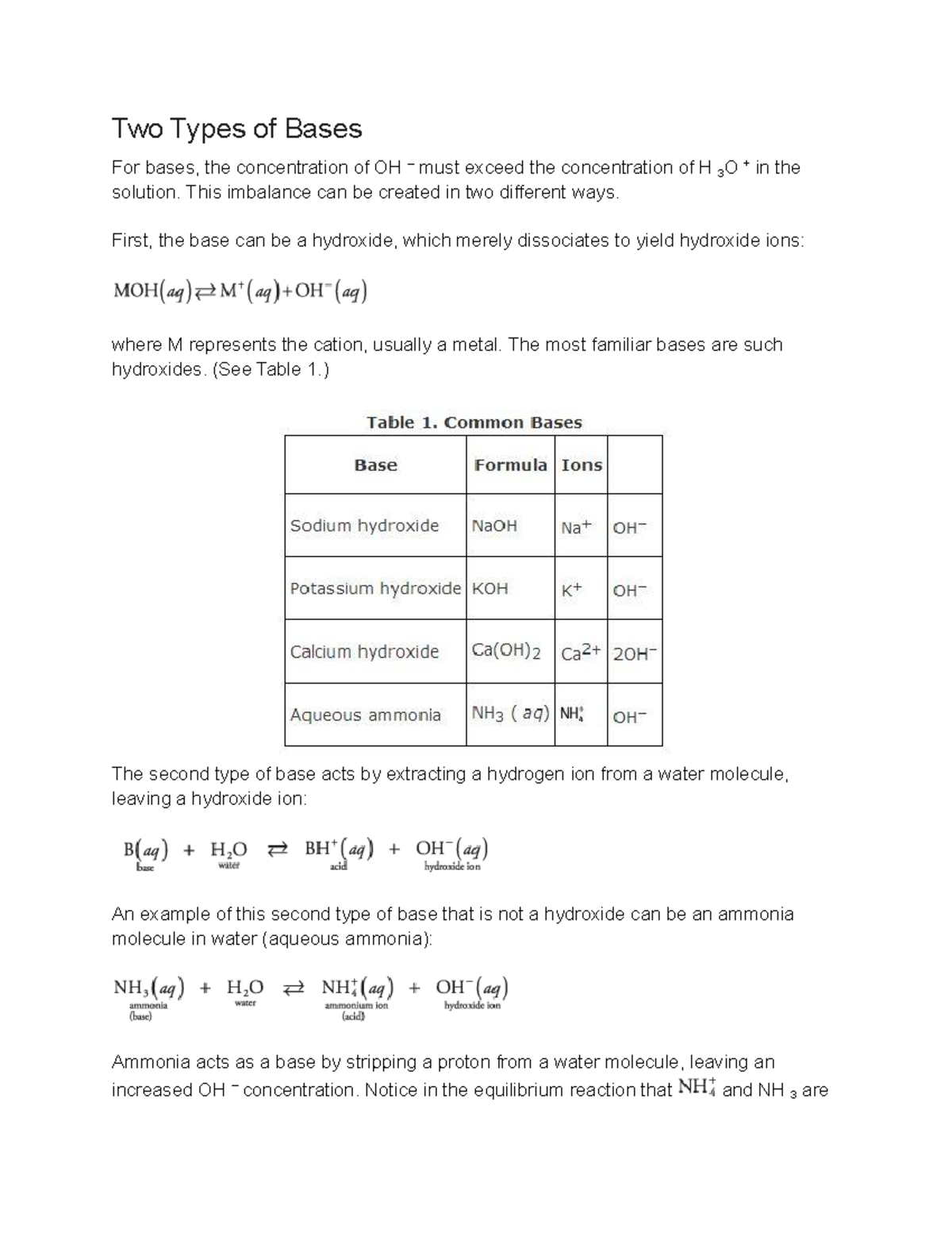 Types of bases and theories behind each - Two Types of Bases For bases ...