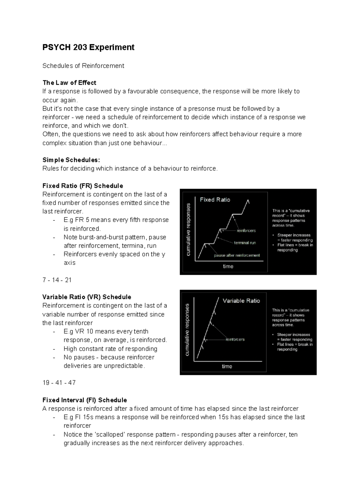 Psych 203 Experiment - PSYCH 203 Experiment Schedules of Reinforcement ...