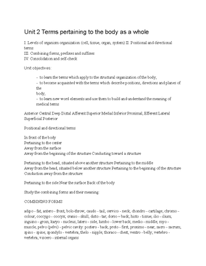 Medical terminology 1 - Unit outline Module 1 Orientation to medical ...
