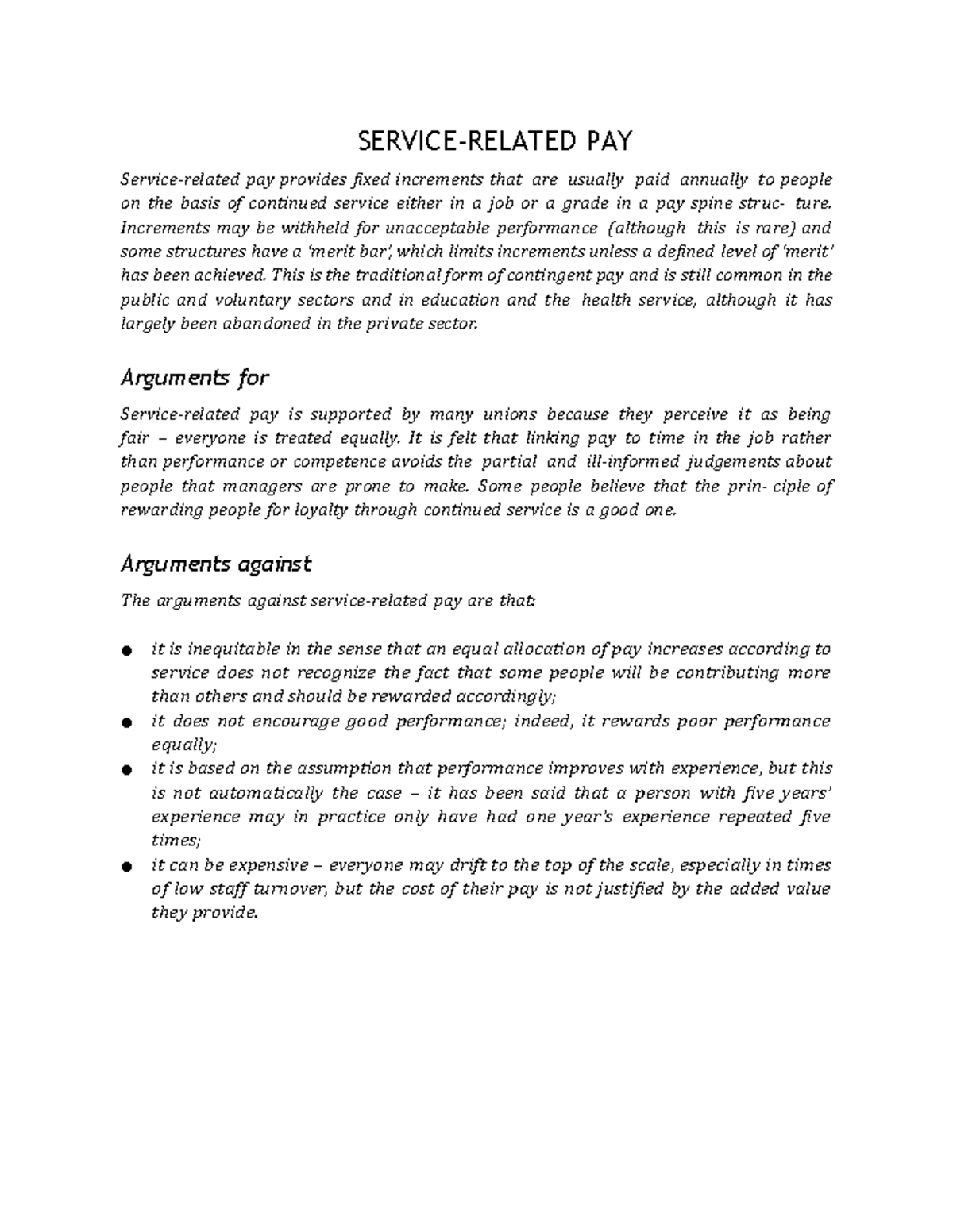 Service- Related PAY - SERVICE-RELATED PAY Service-related pay provides ...