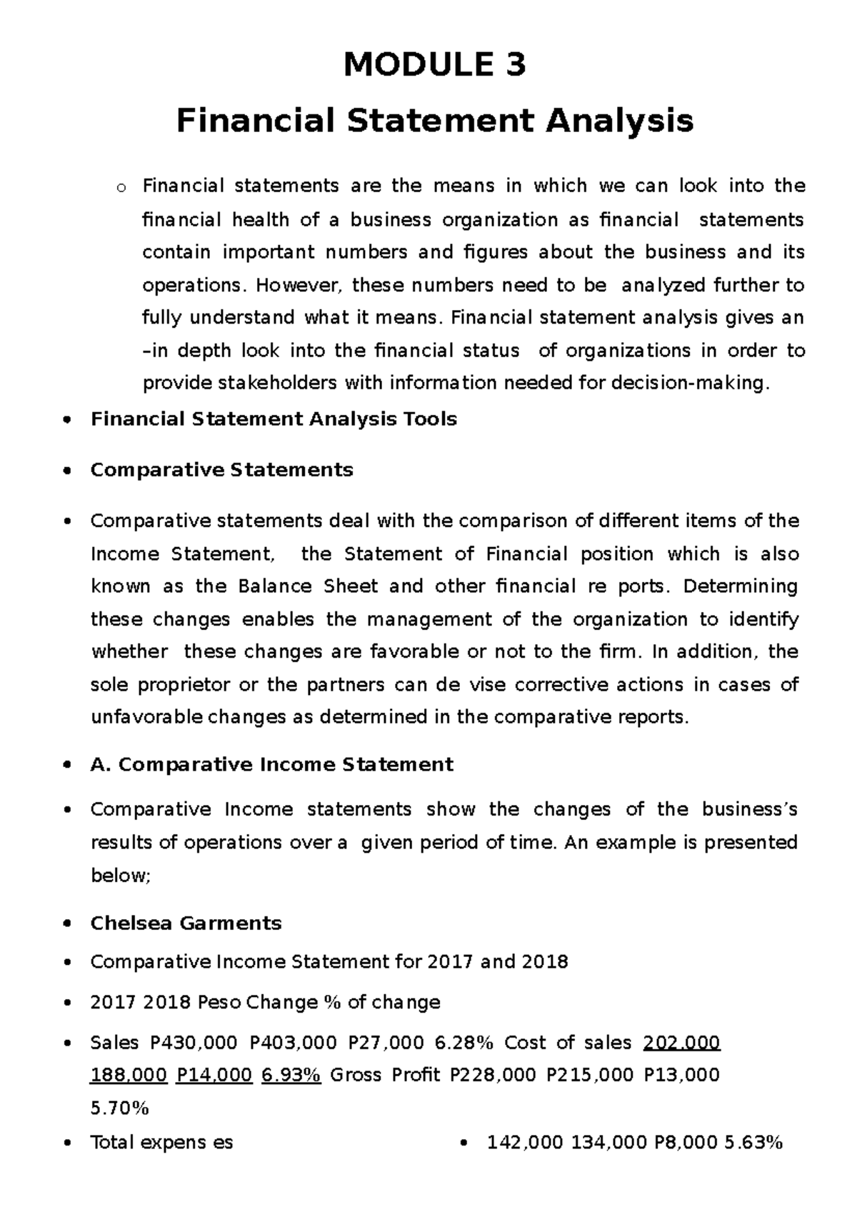 Financial Management Summaries Module 3 - MODULE 3 Financial Statement ...