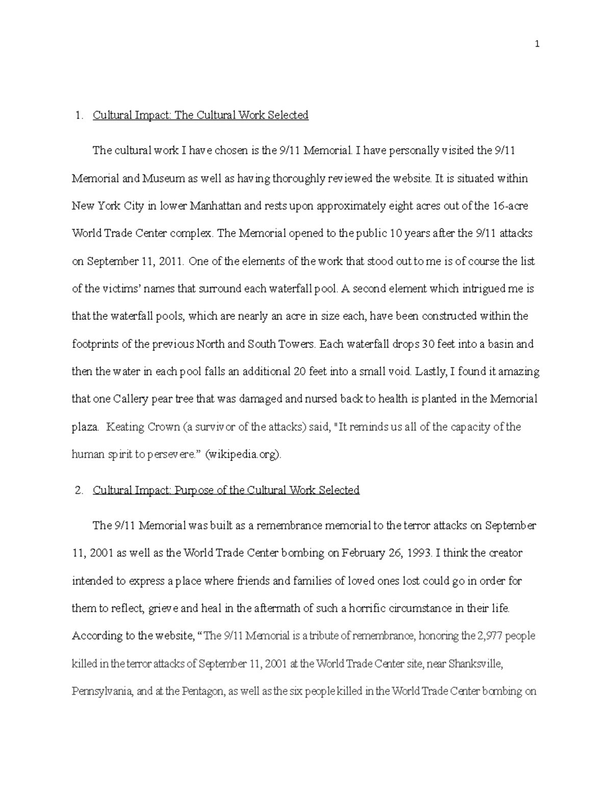 HUM-100 7-1 Project - Cultural Impact: The Cultural Work Selected The ...