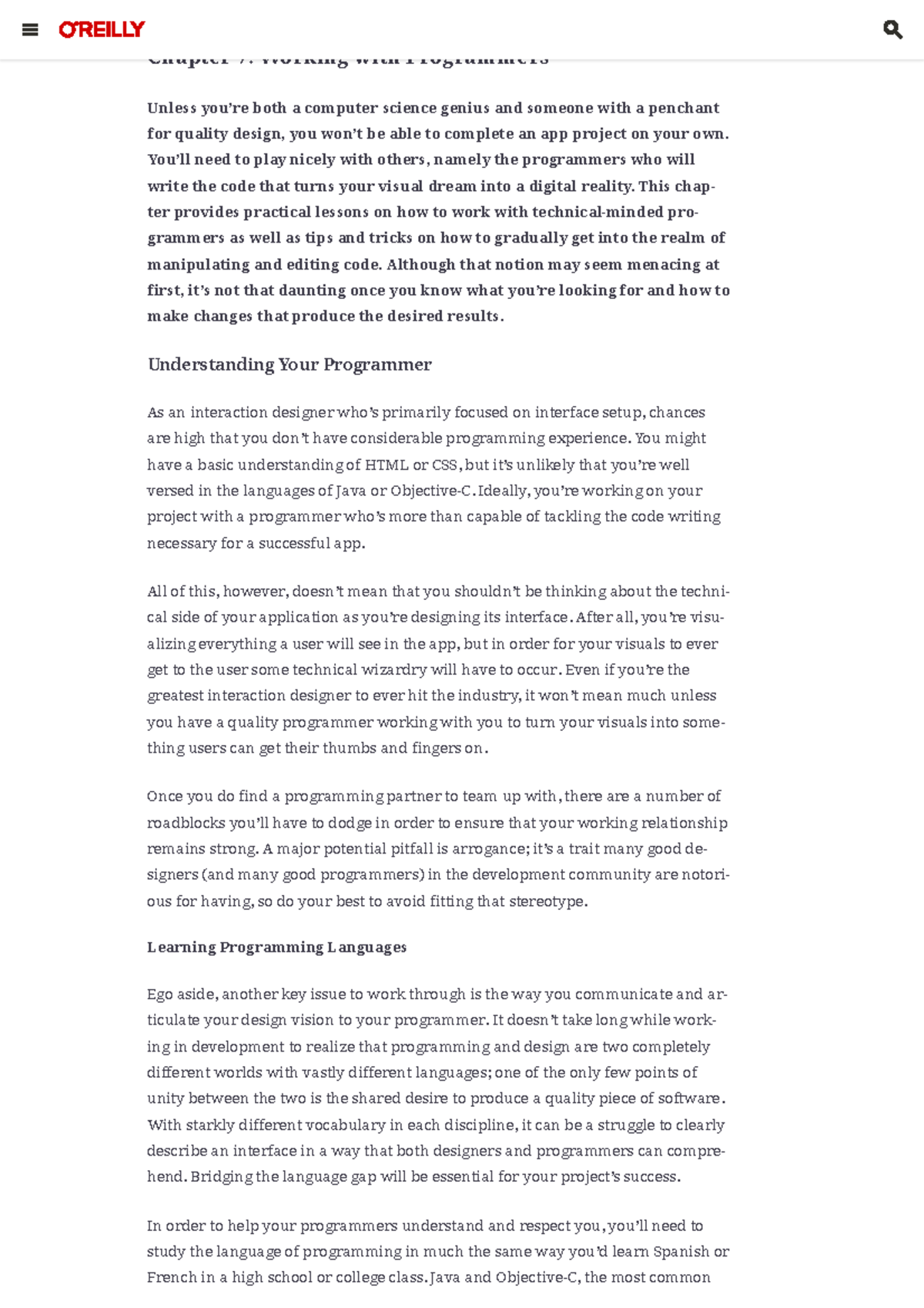 Chapter 7. Working with Programmers Essential Mobile Interaction Design ...