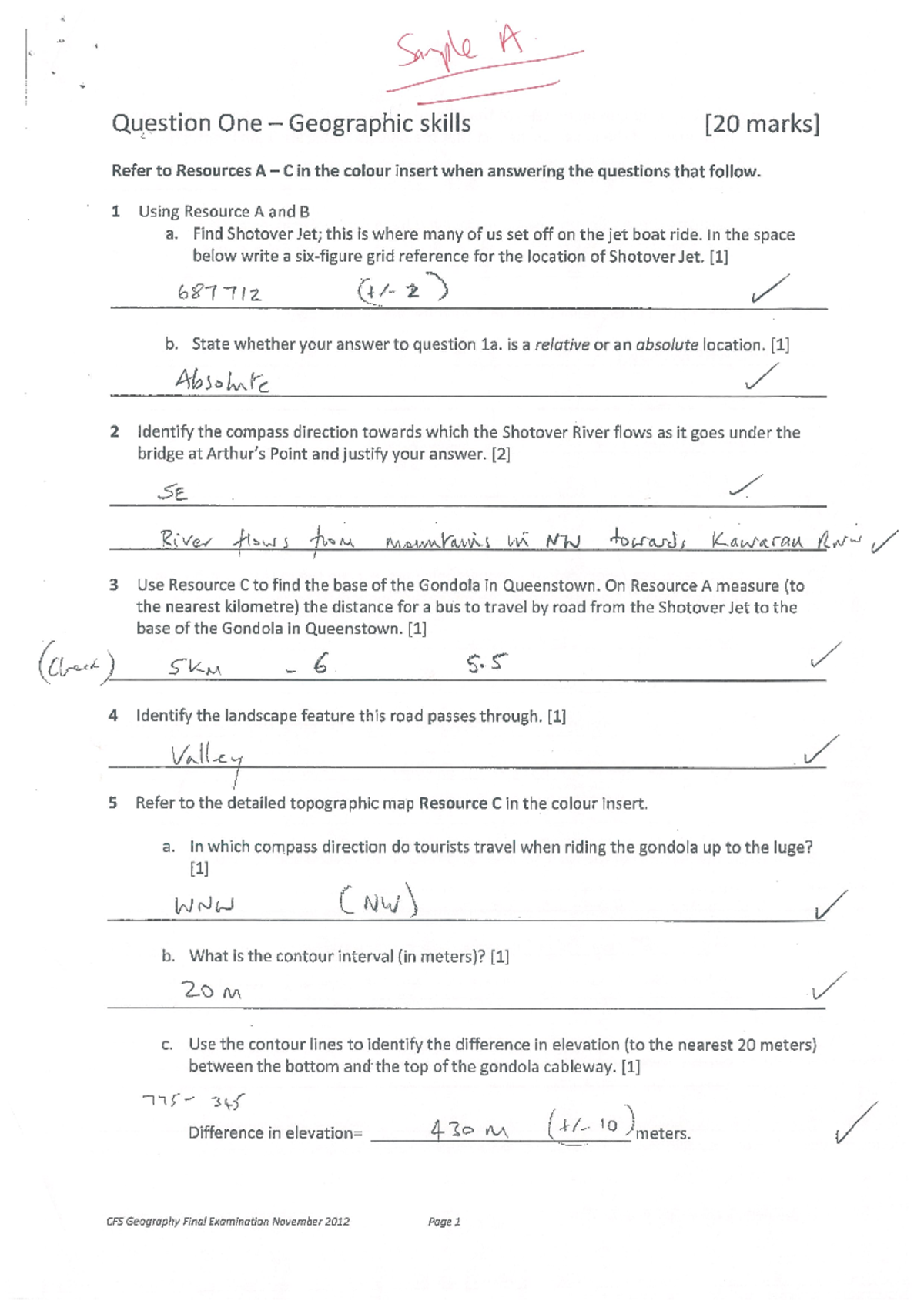 EXAM Questions all topics Answers - Sample A. Question One Geographic ...