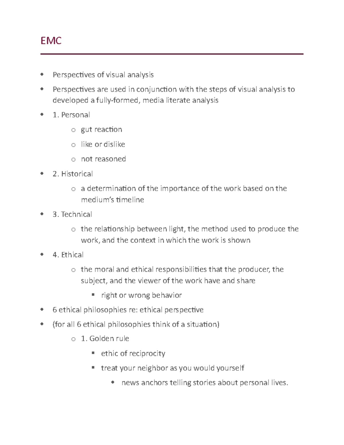 EMC notes - First test Review. Information was only given out at class ...