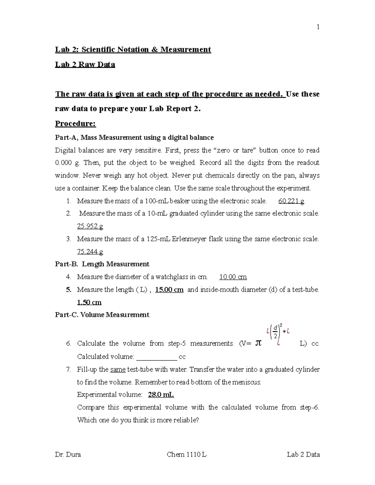Lab 2 Data - lab report 2 question - Lab 2: Scientific Notation ...