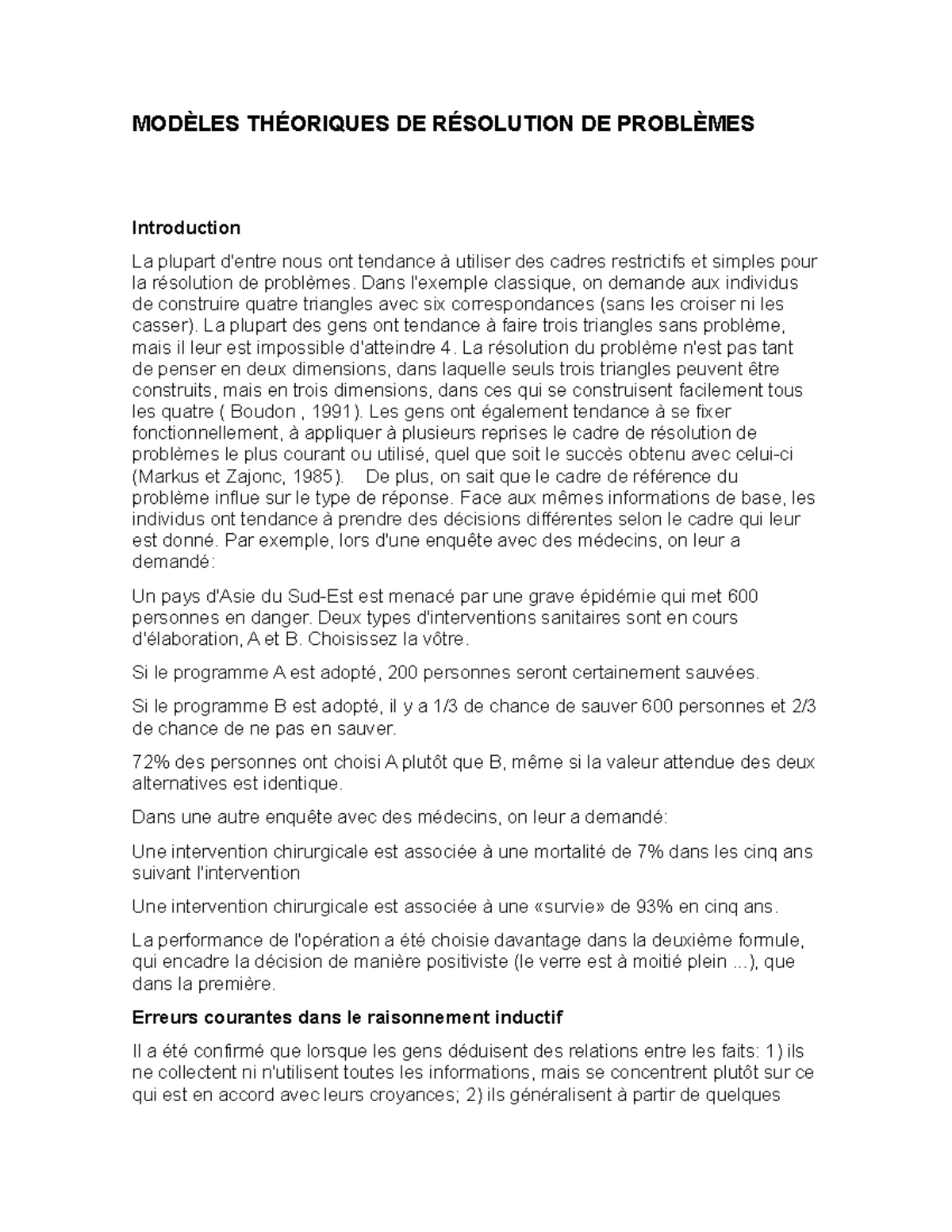 Modèles théoriques de résolution de problèmes - MODÈLES THÉORIQUES DE ...