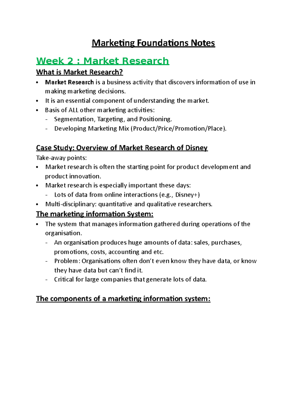 Week 2 Marketing Foundations 24108 Notes (HD) - Marketing Foundations ...