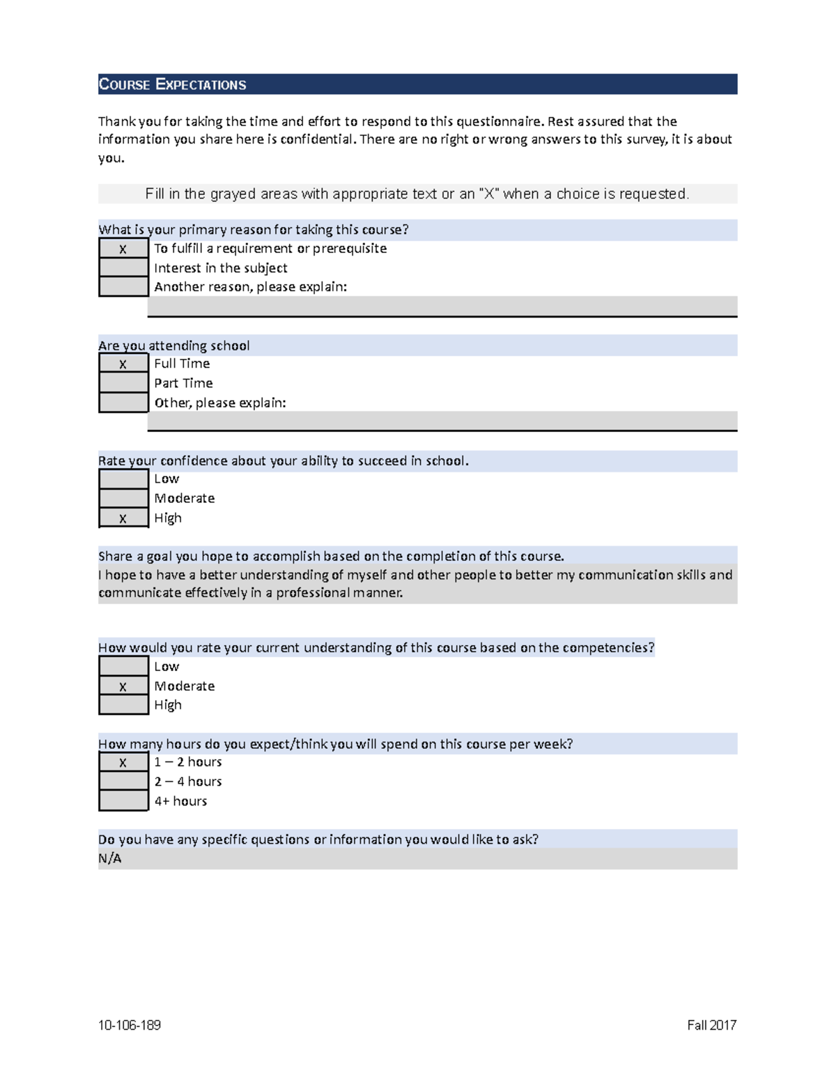 Course Expectations - COURSE EXPECTATIONS Thank you for taking the time ...