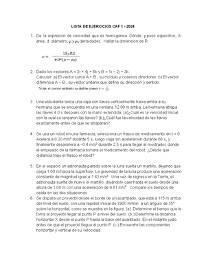 Sesión Integradora 1 - ejercicios pre- examen - Mec ́anica Cl ́asica Sesi ́on Integradora 1 ...