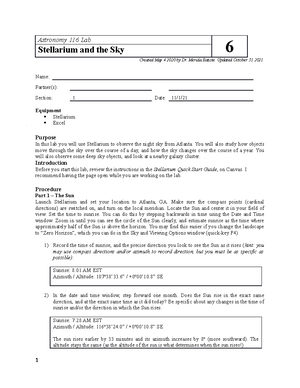 Intro to Astronomy Lab: 1 - Stellarium and the Sky - Astronomy 116 Lab ...