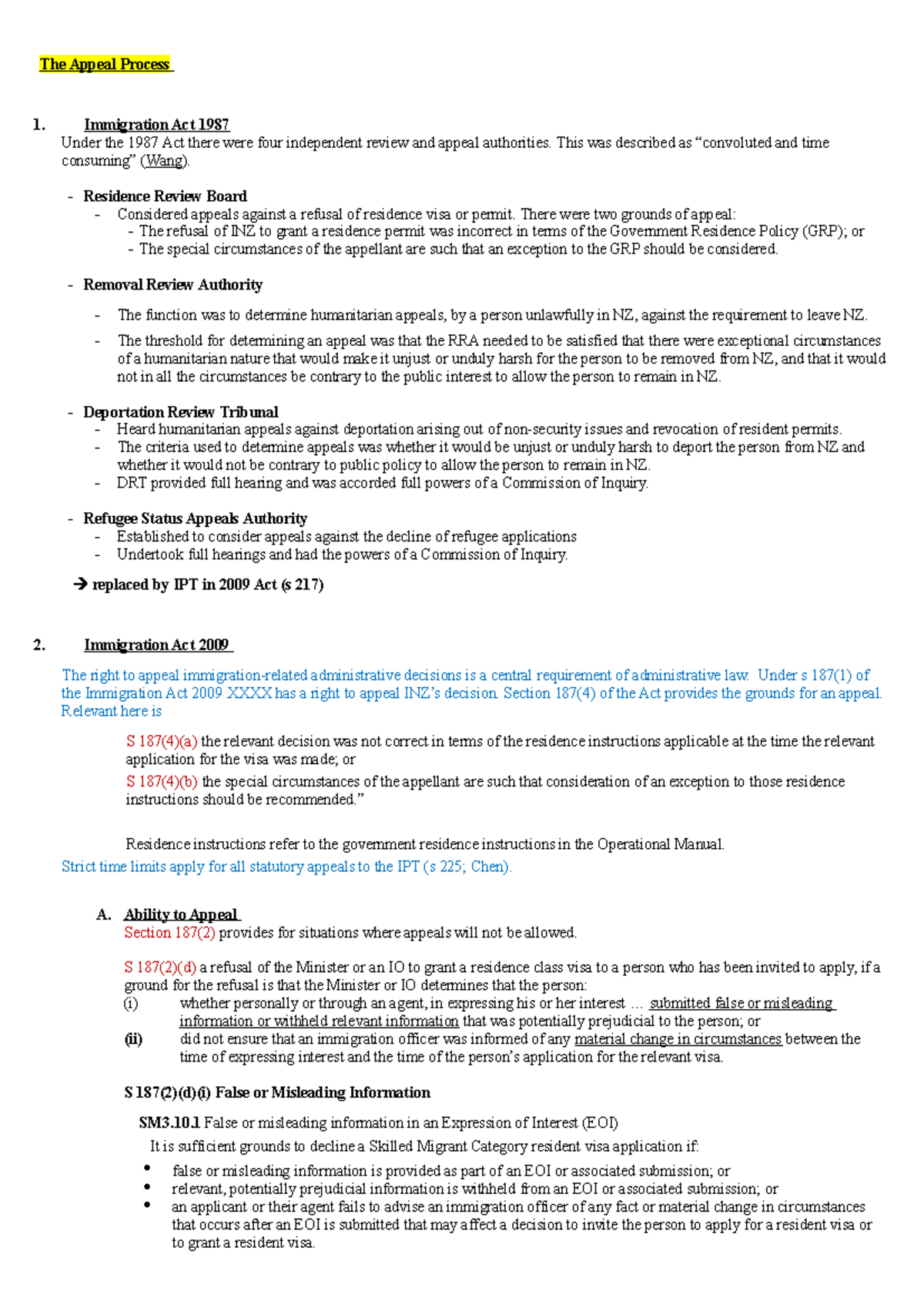 The Appeal Process Long - The Appeal Process 1. Immigration Act 1987 ...