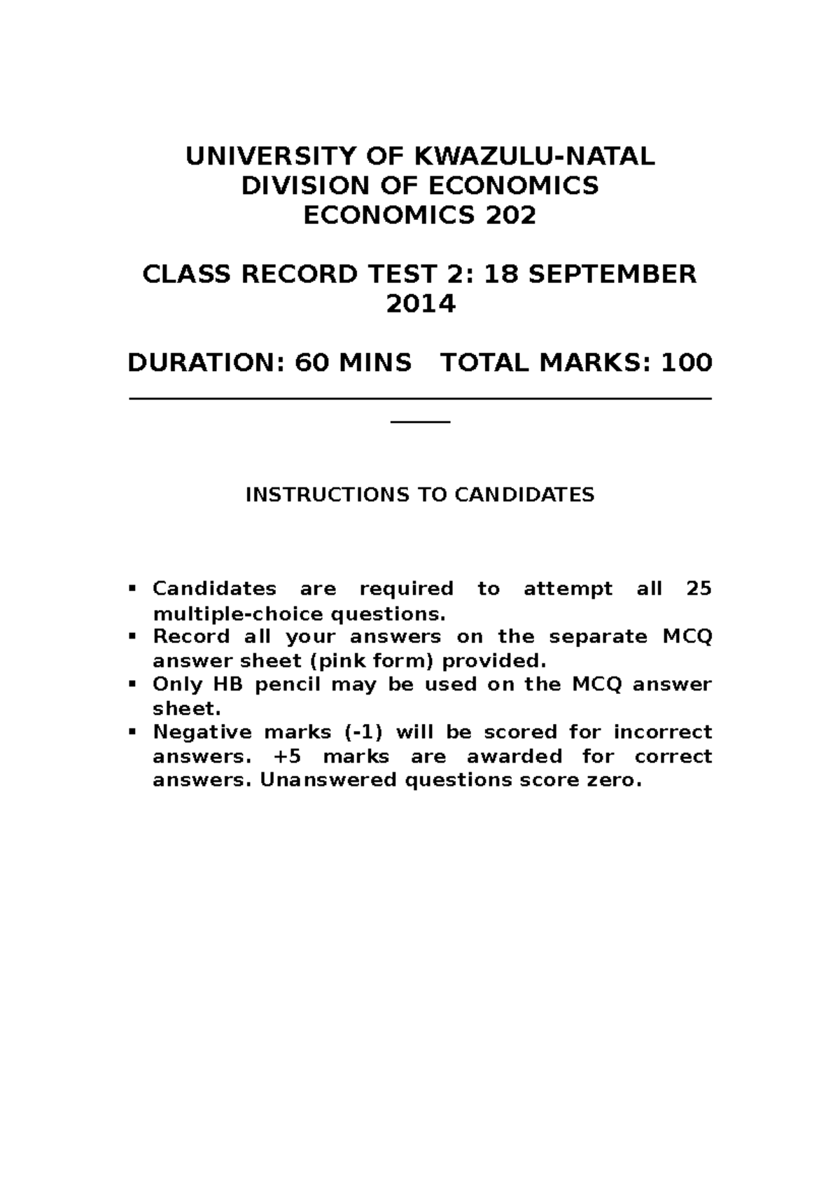 Doc - Helpful - UNIVERSITY OF KWAZULU-NATAL DIVISION OF ECONOMICS ...
