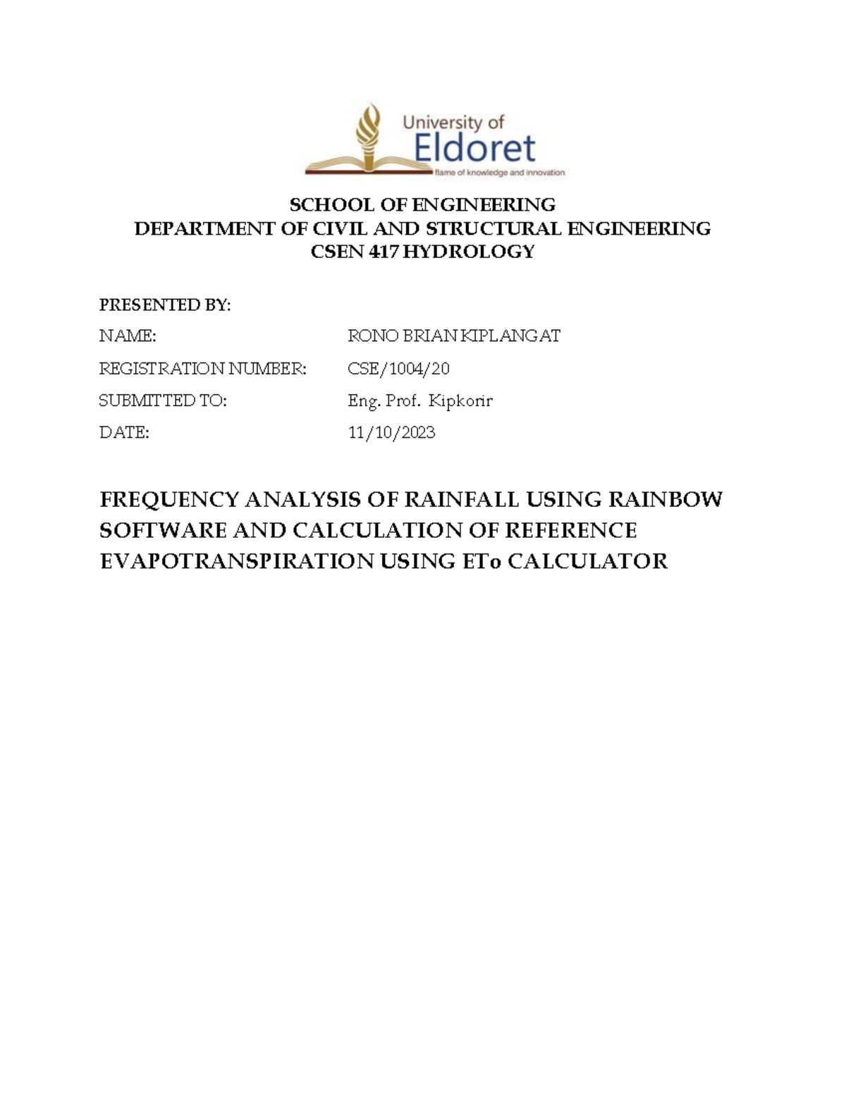 Rain Bow - Assignment on rainfall analysis using Rainbow Software ...