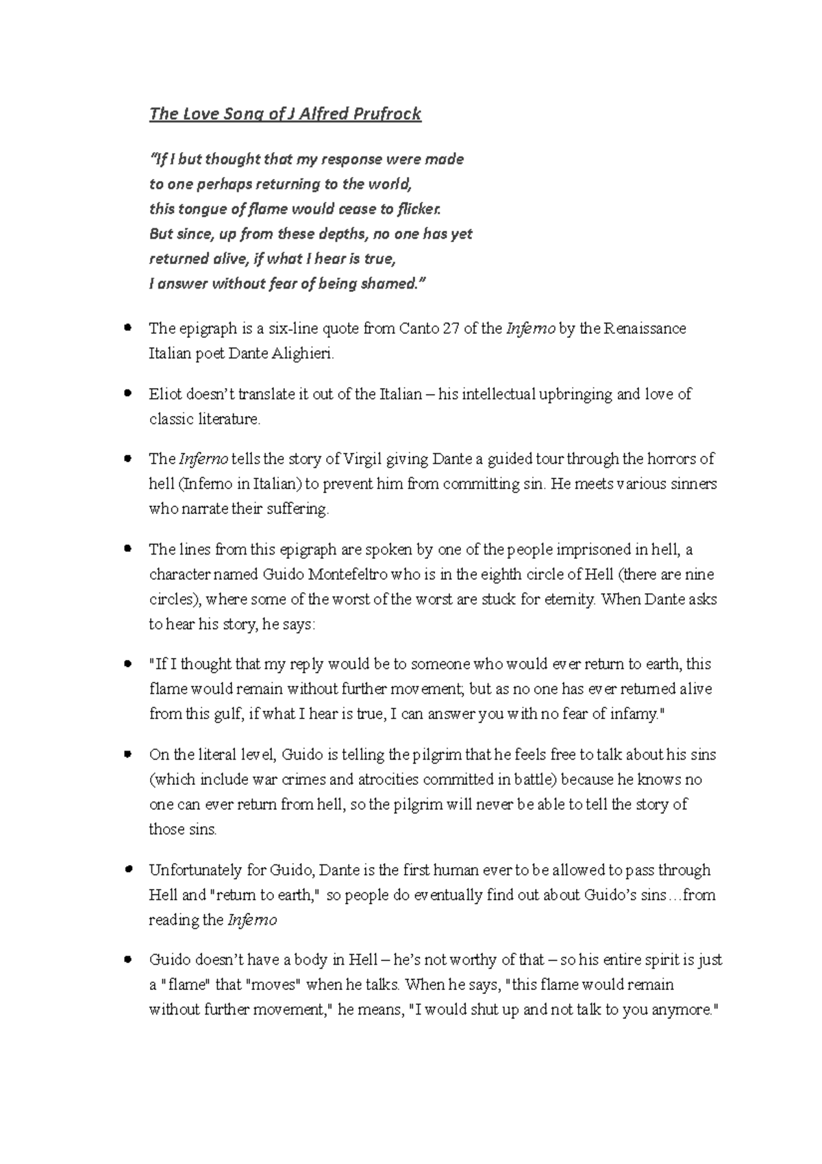 The Love Song of J Alfred Prufrock table 4 - The Love Song of J Alfred ...