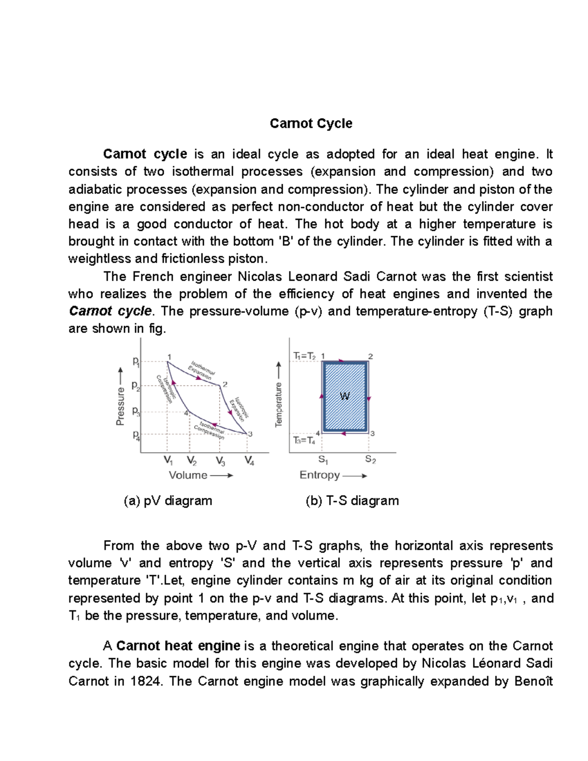 Carnot Cycle - Carnot Cycle Carnot cycle is an ideal cycle as adopted ...