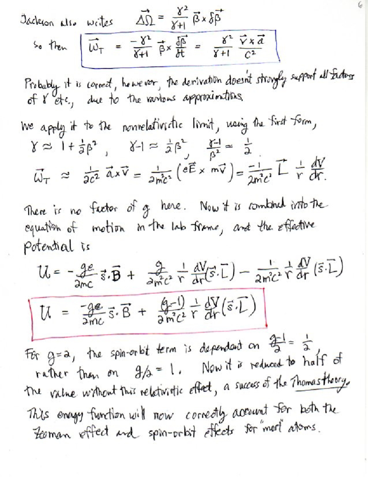 Lecture notes, lectures 1 - 5 - Thomas precession - we mtg :r m mg m m ...