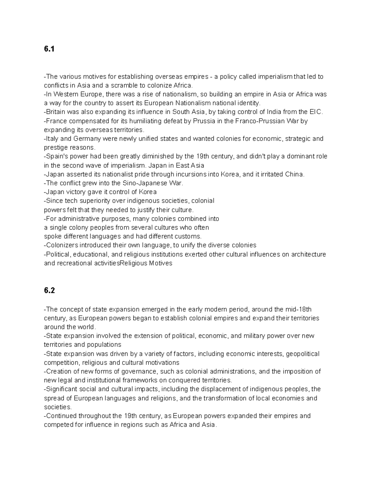Unit 6 Consequences of Industrialization Notes - 6. -The various ...