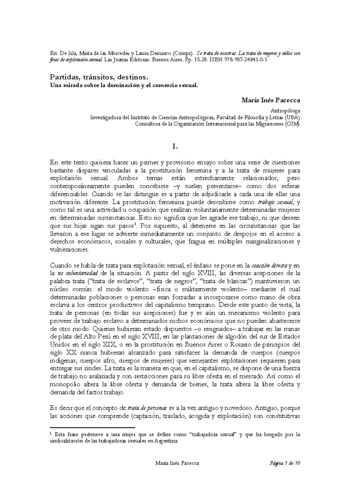 Pacecca - dominacion y comercio sexual - En: De Isla, María de las ...