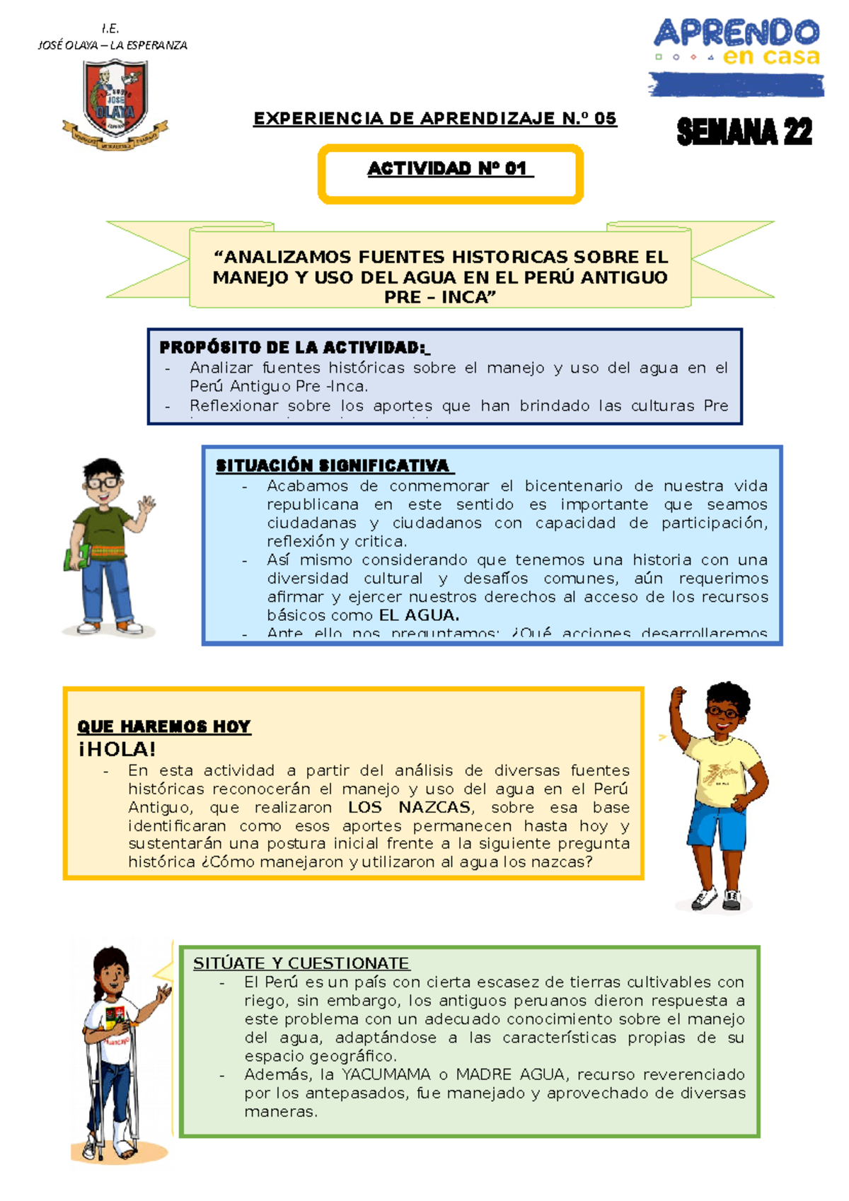 1-1ERO Material DEL Estudiante EDA No 05 Actividad No 01 AREA CCSS - EXPERIENCIA DE APRENDIZAJE ...