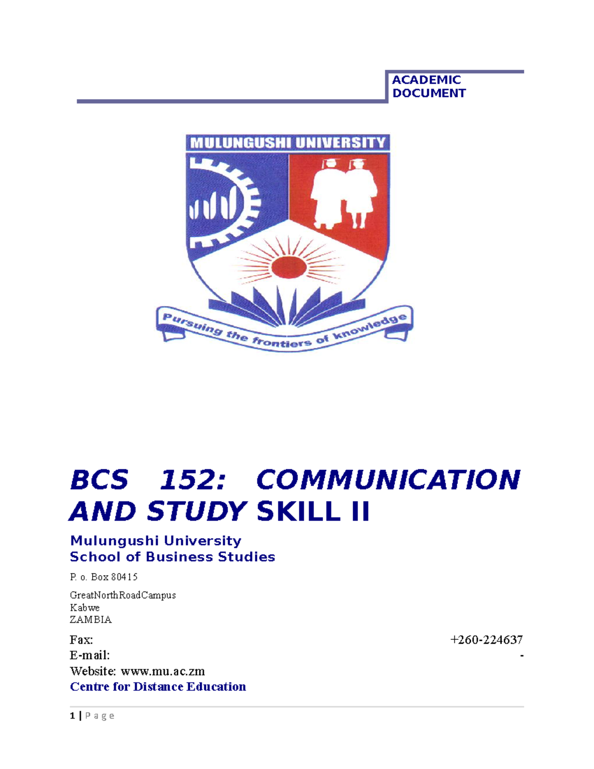 BCS 152 Module - very effective to communication purposes - ACADEMIC ...