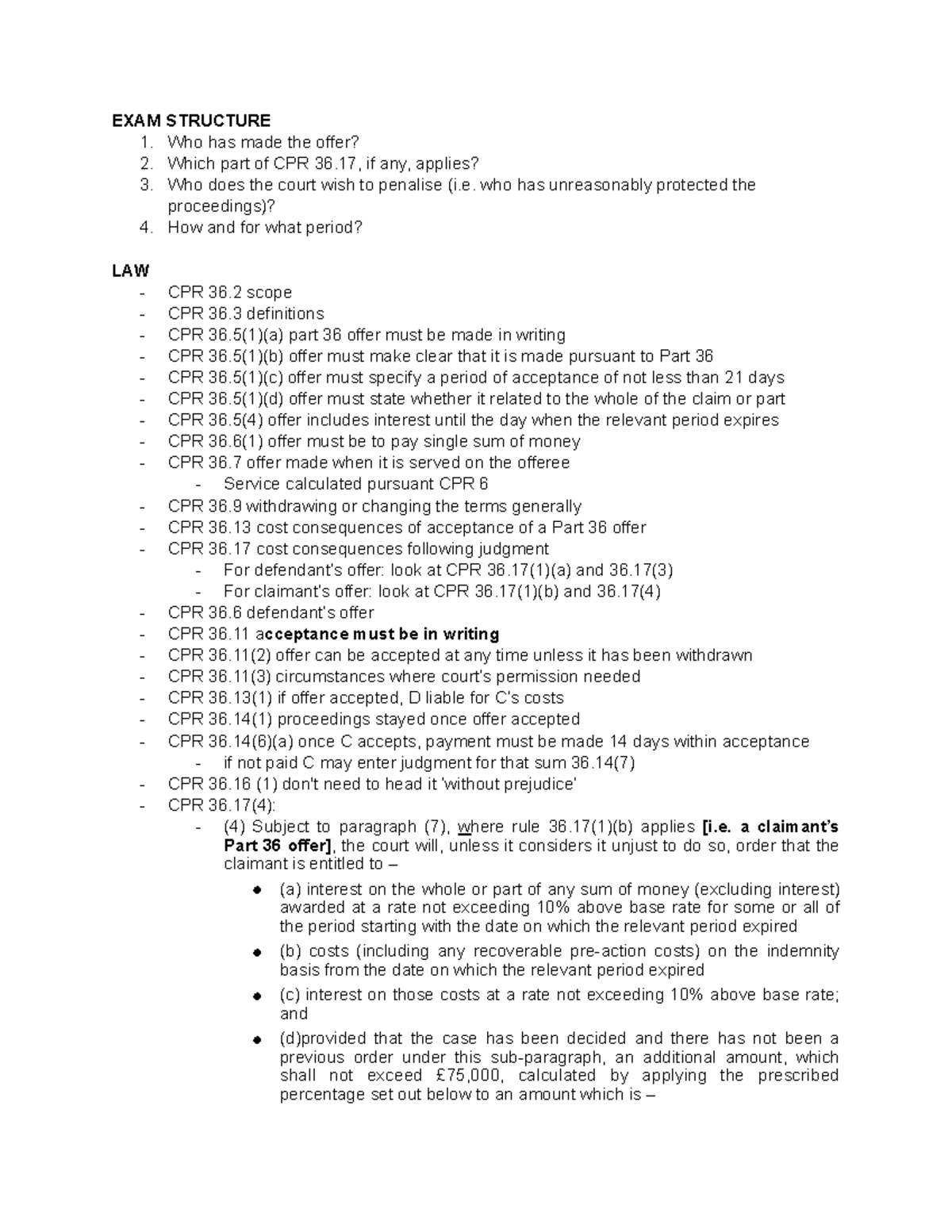 CV SGS 7 Part 36 - Overview of CPR references relating to Part 36 ...