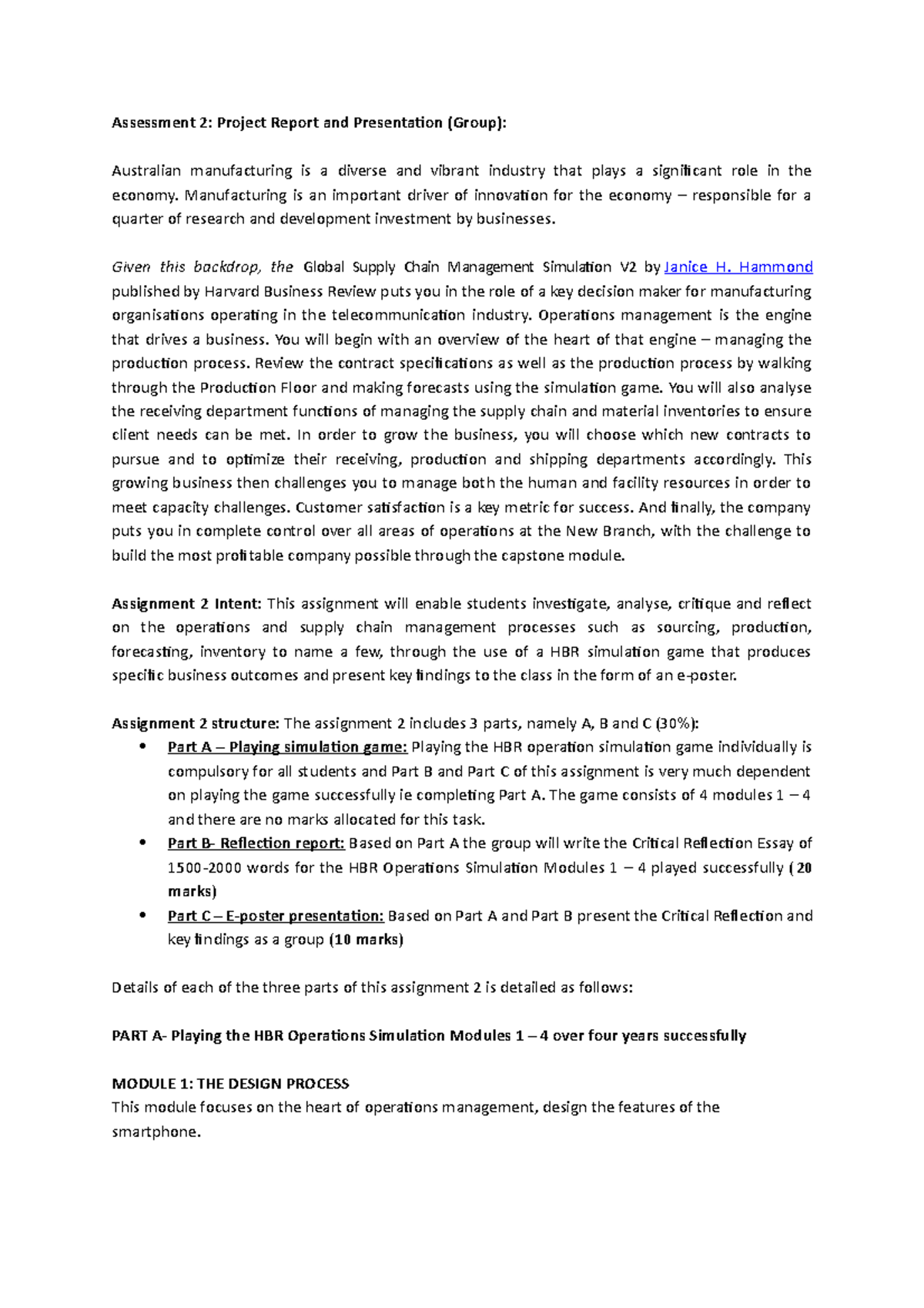 21511 Assessment task 2 simulation game report and presentation ...